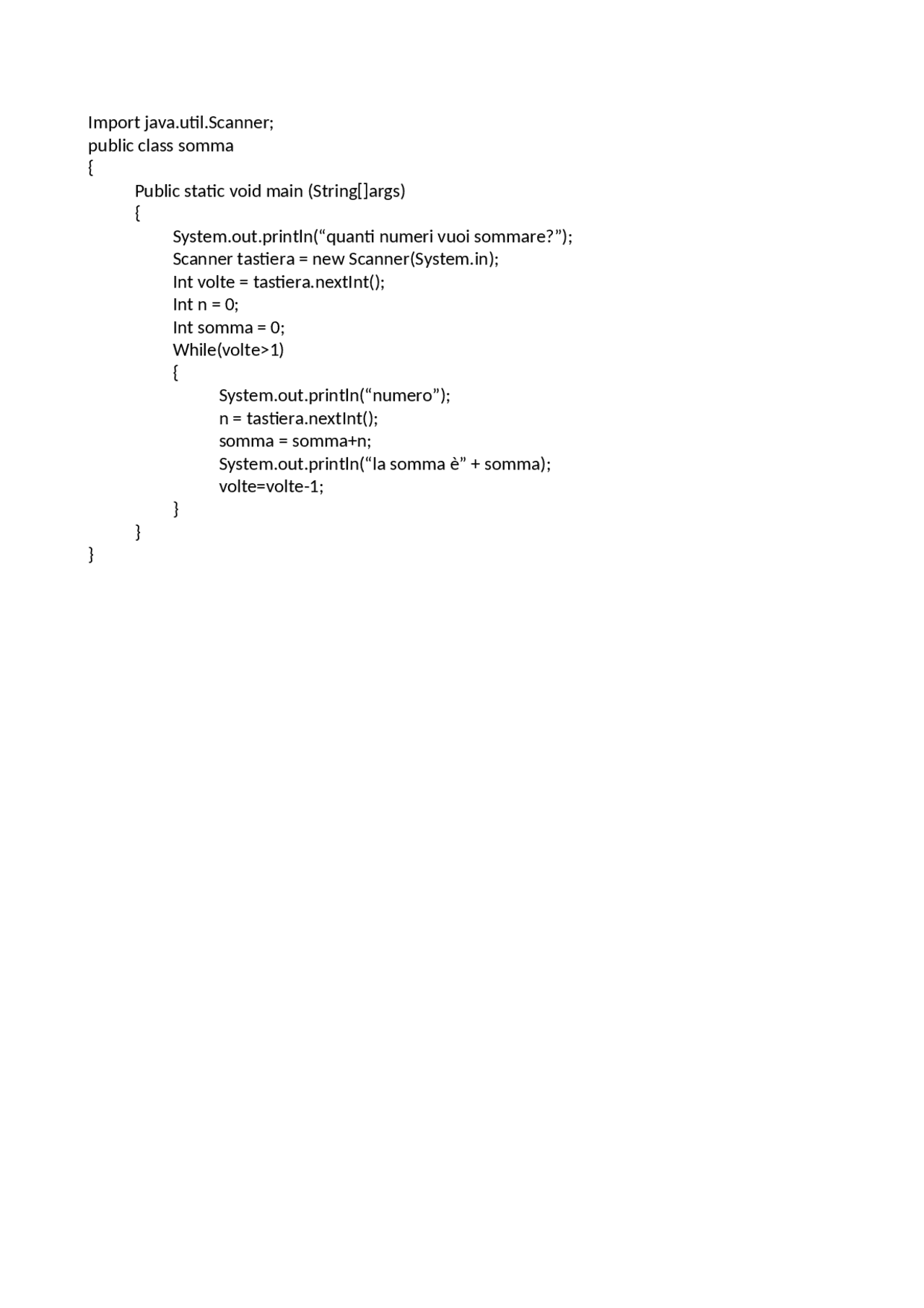 Esercizio Di Java Docsity
