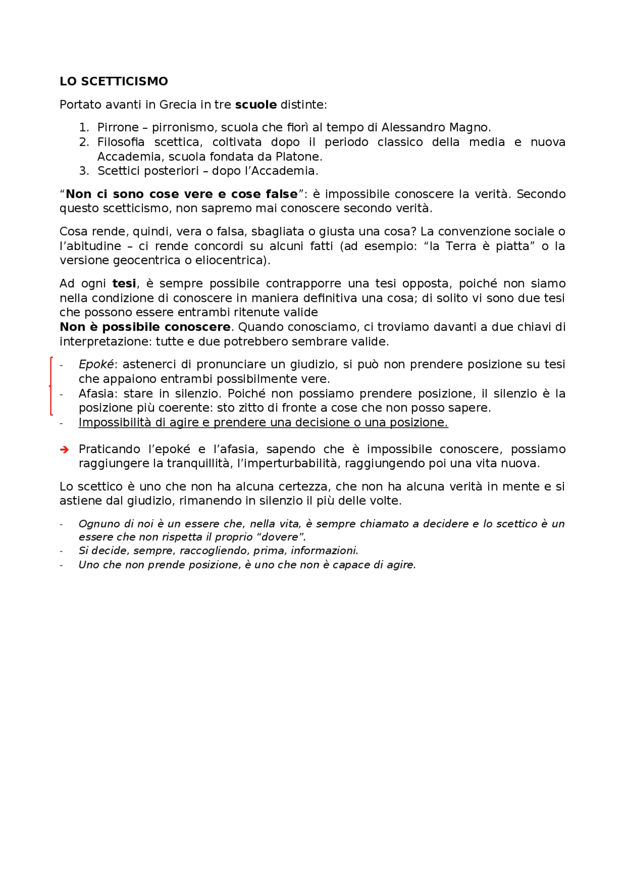 Lo Scetticismo Introduzione Docsity