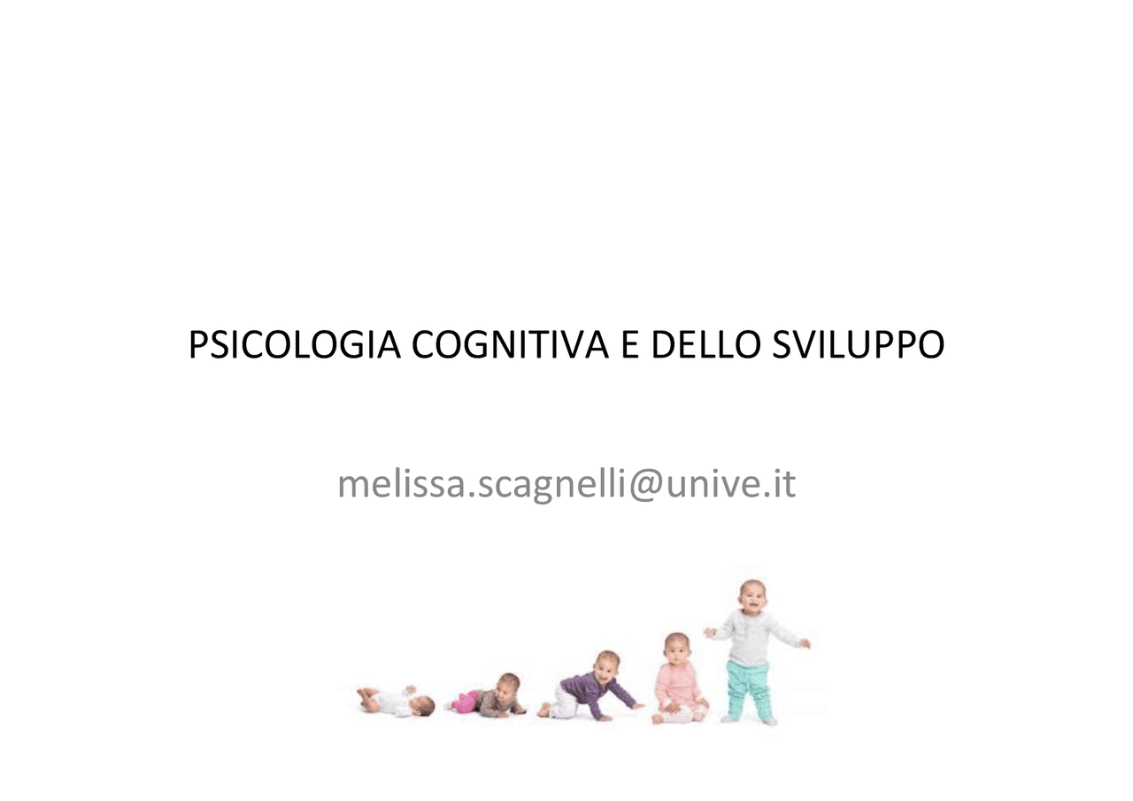 Lezione 1 Di Psicologia Cognitiva Dello Sviluppo Docsity