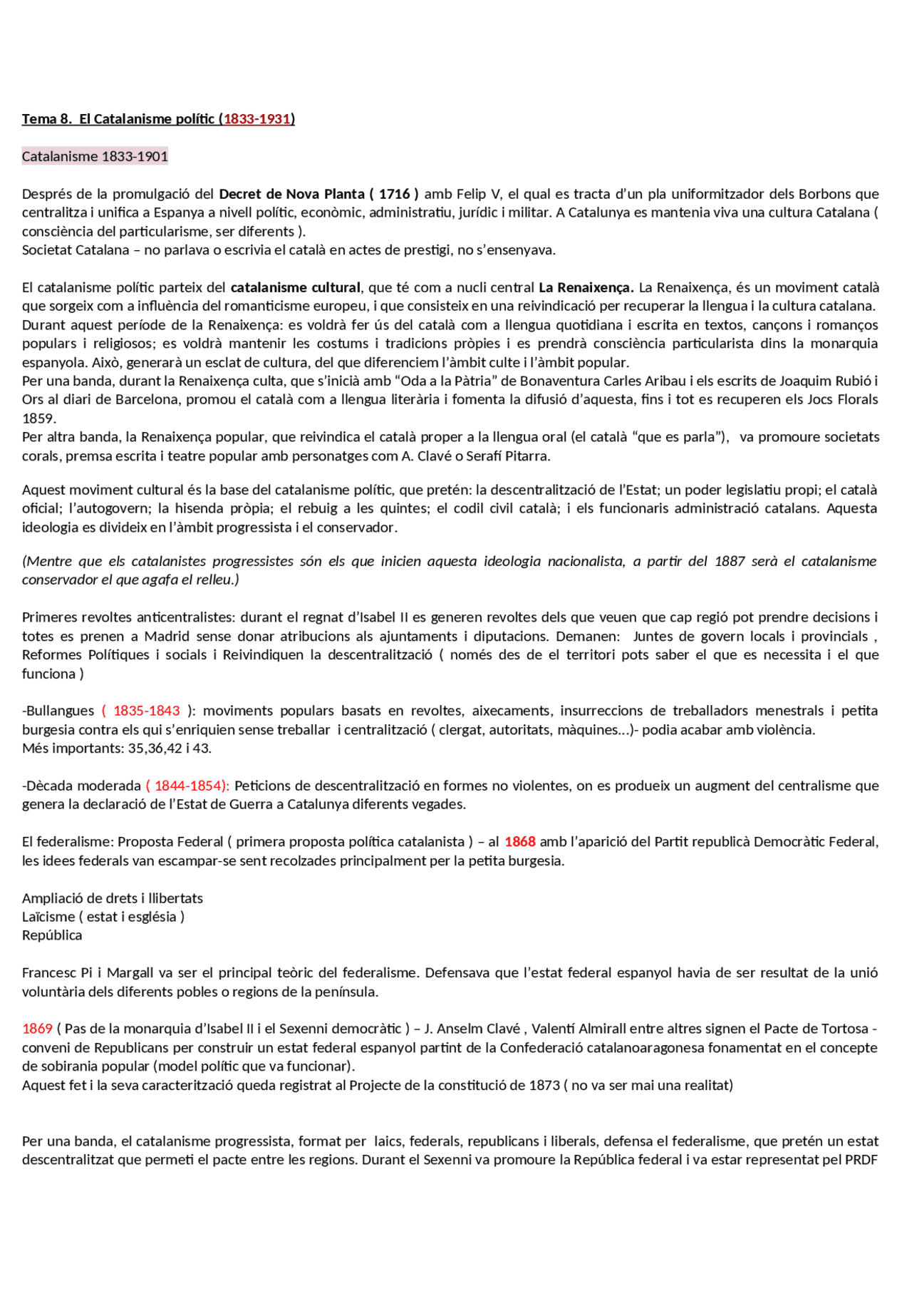 Catalanisme Politic 1833 1931 Docsity