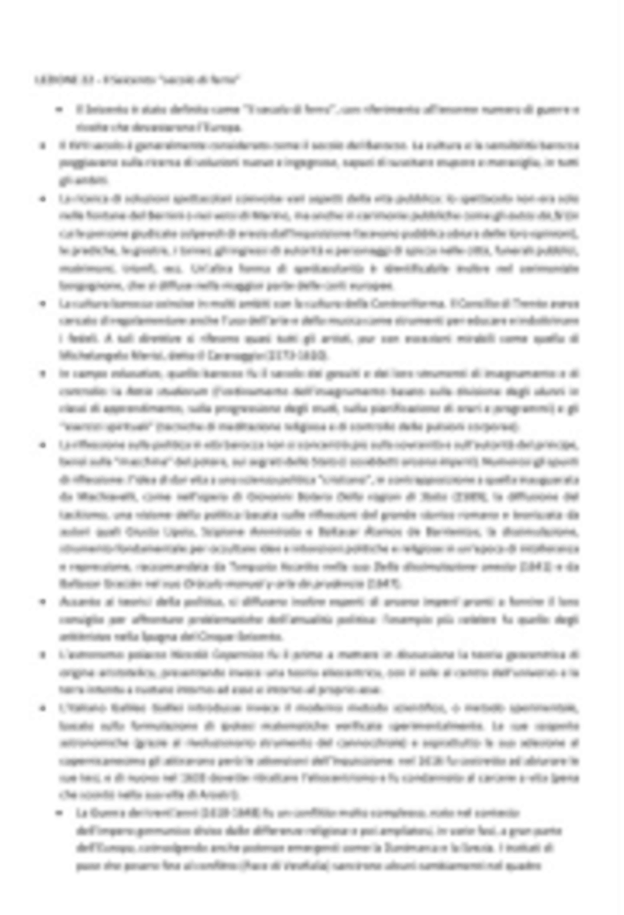 Il seicento “il secolo di ferro” - Docsity