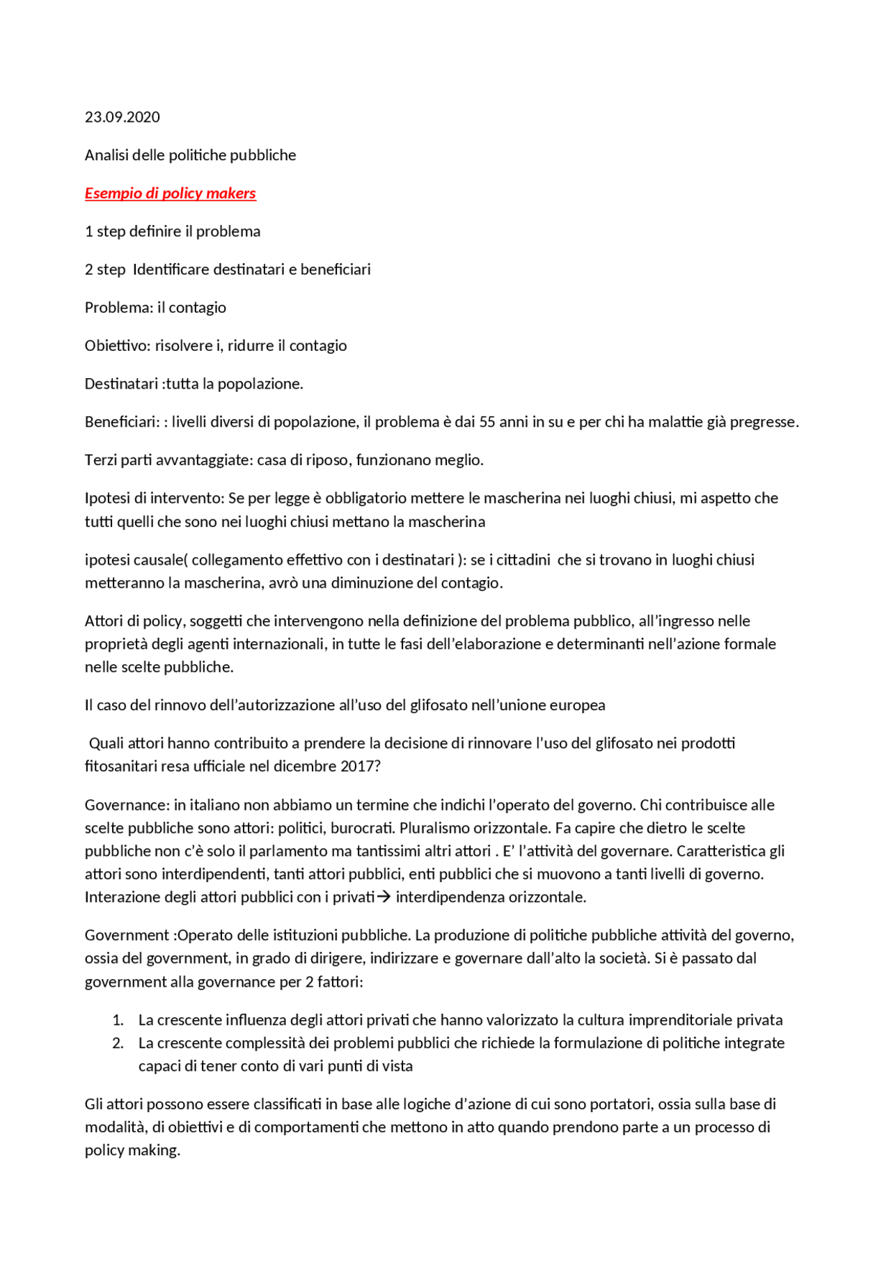 Analisi Delle Politiche Pubbliche Docsity