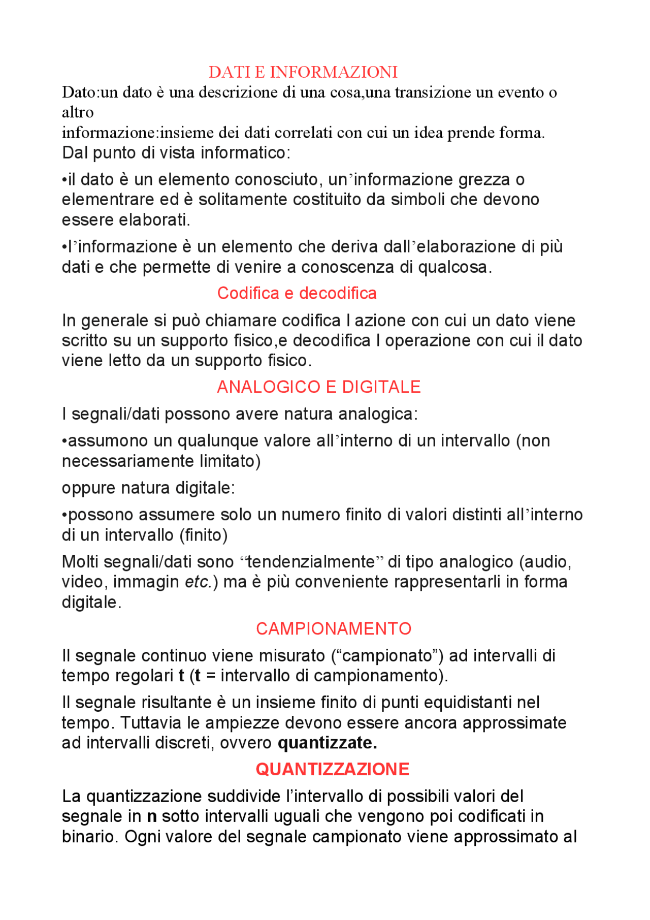 Informatica Esame Riassunti Docsity
