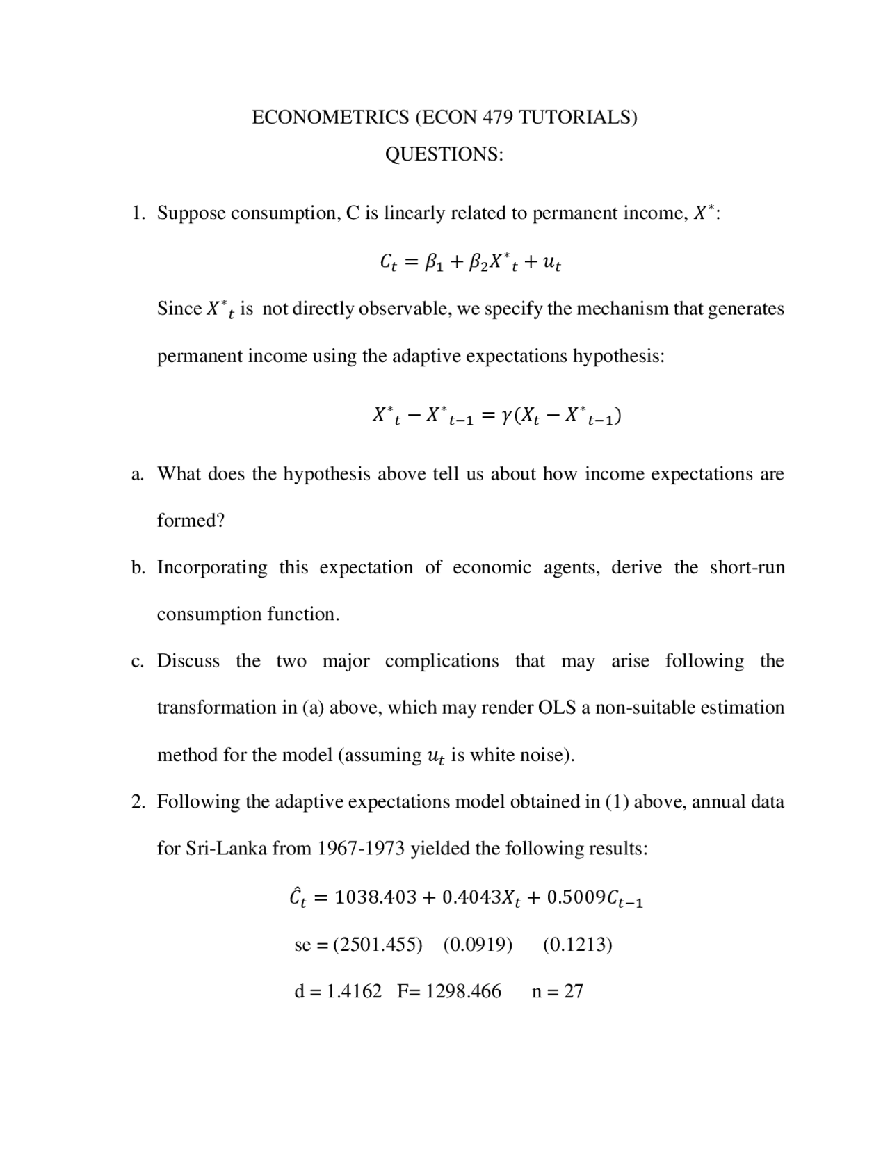 Economics questions - Docsity