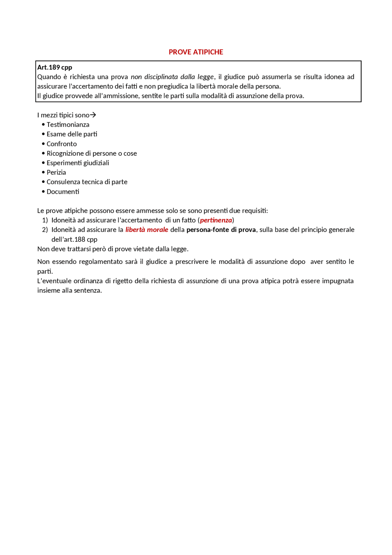 Prove Atipiche Art190 Cpp Docsity