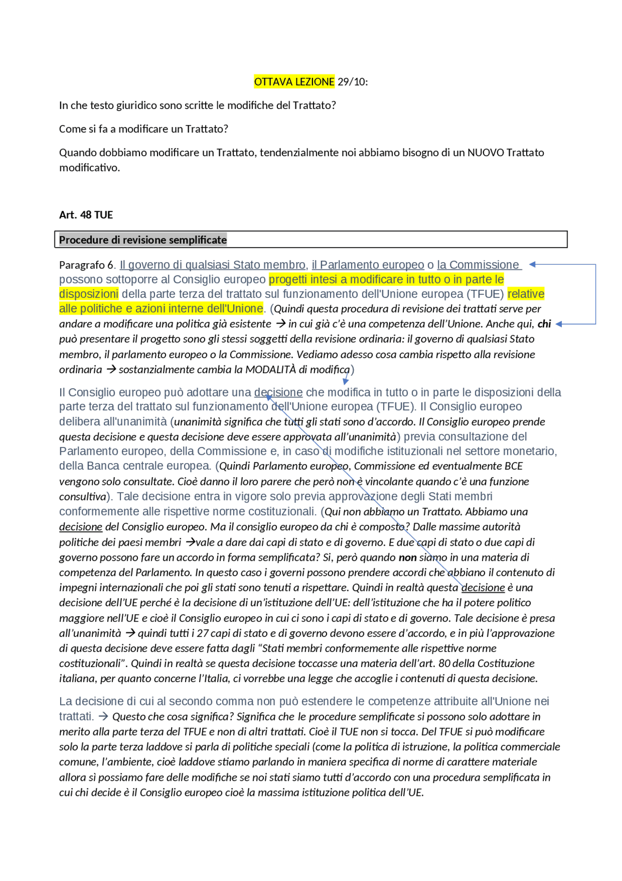 Ottava Lezione Diritto Dellue Docsity