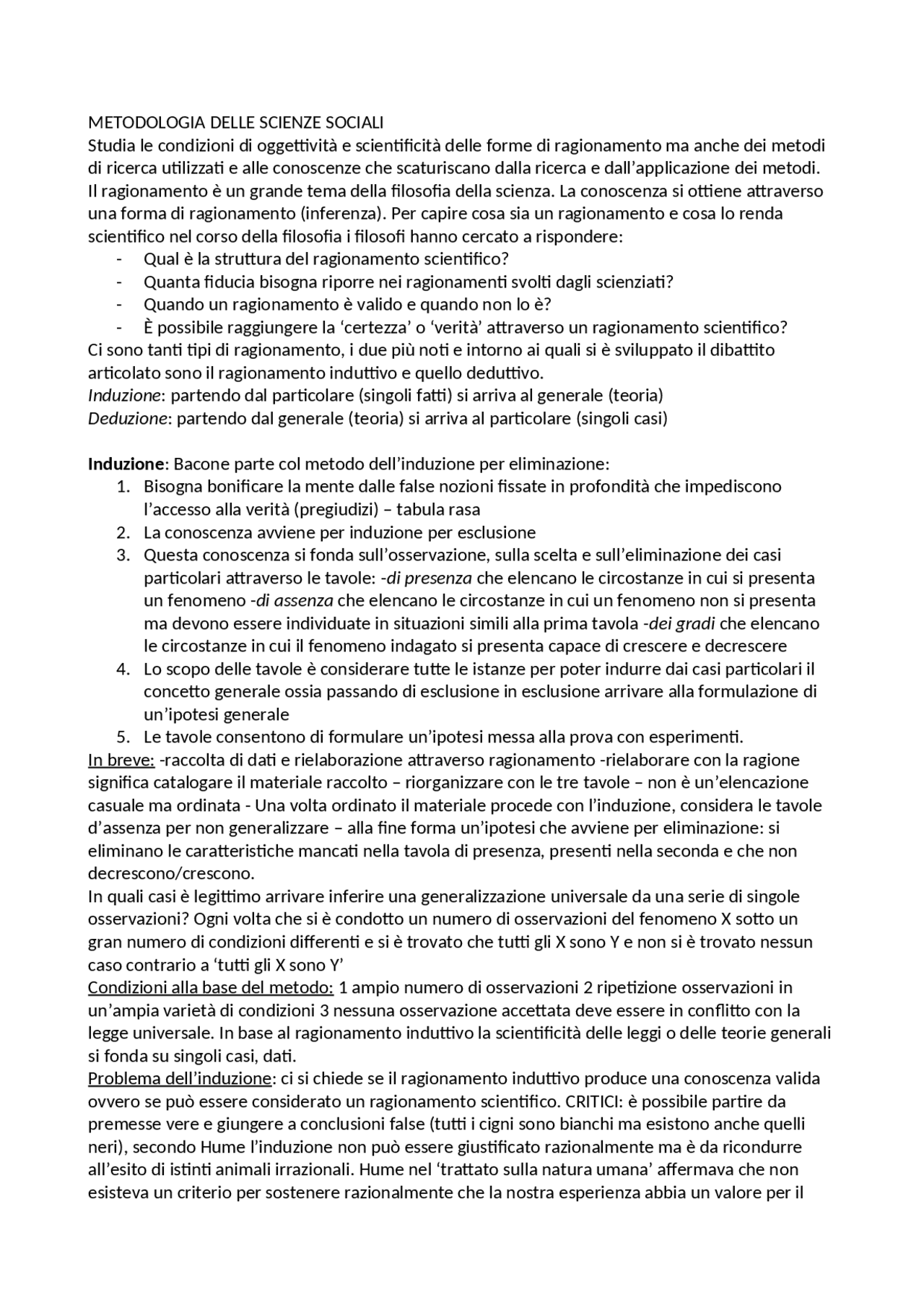 Metodologia Delle Scienze Sociali Appunti Docsity