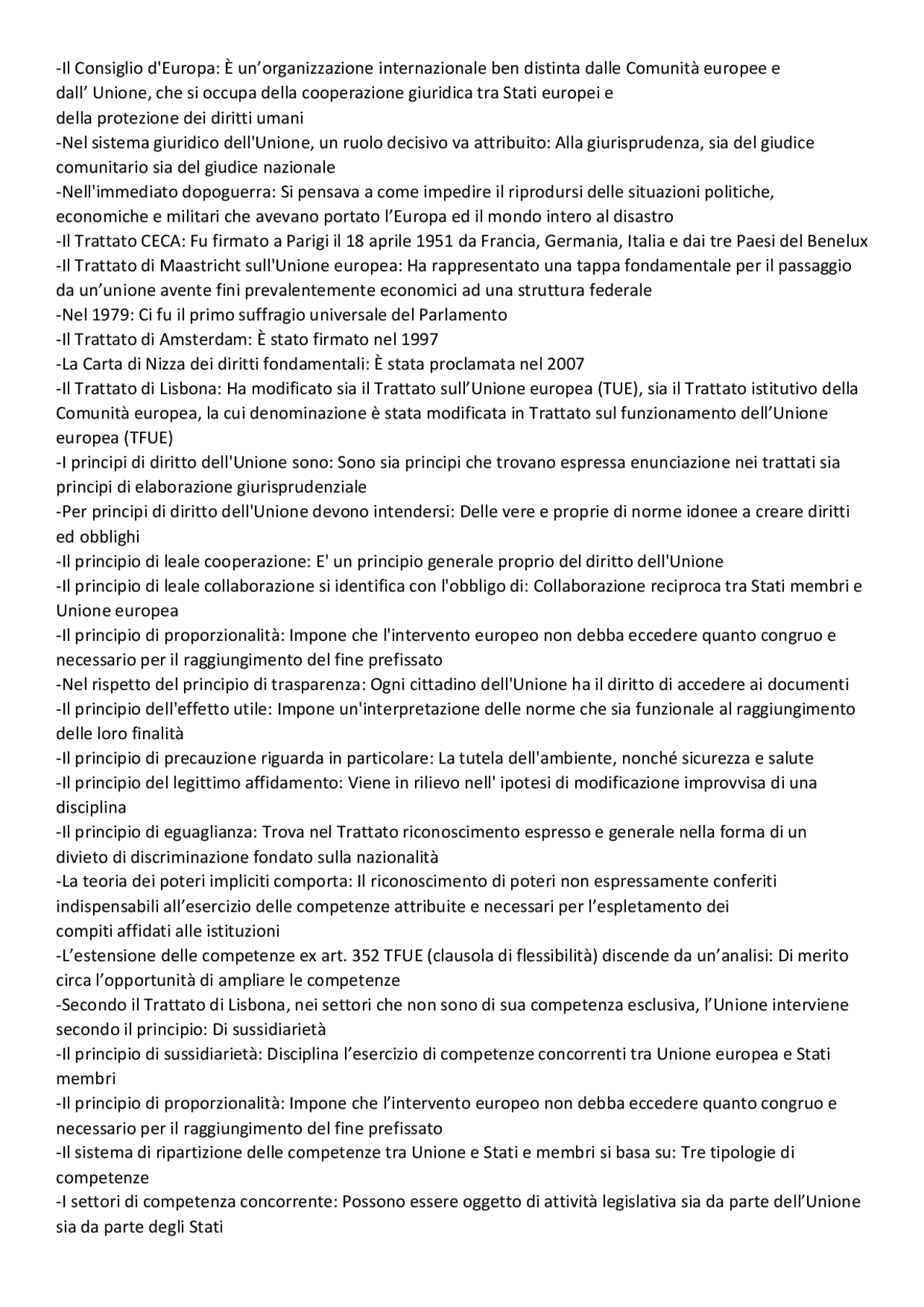 Diritto Comunitario Unipegaso Docsity