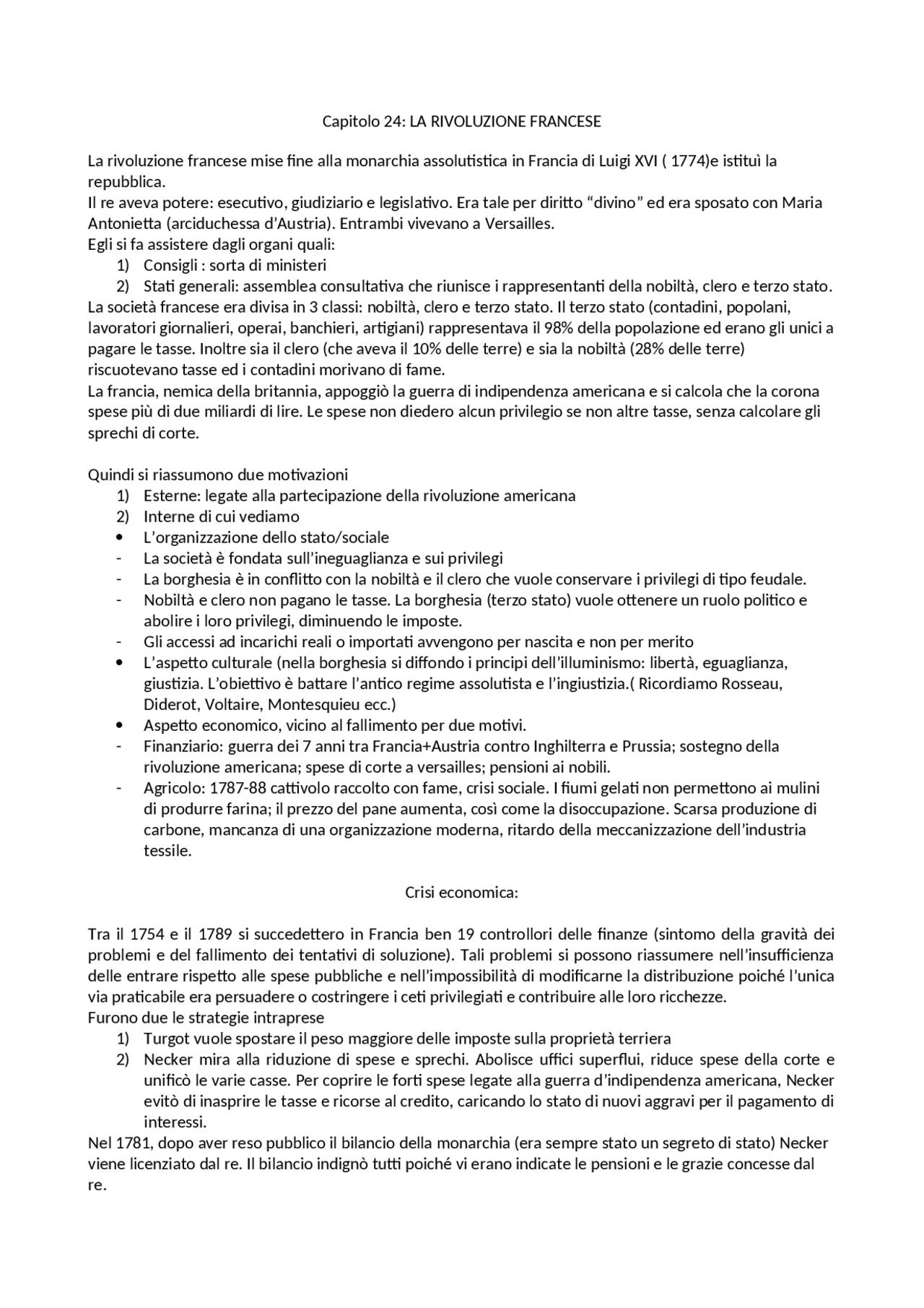Riassunto Rivoluzione Francese Docsity