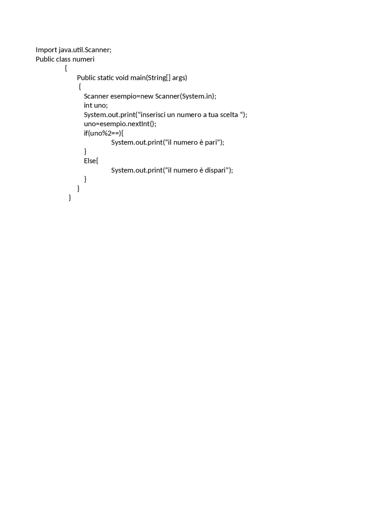 Esercizio Di Java Esercizi Di Informatica Docsity
