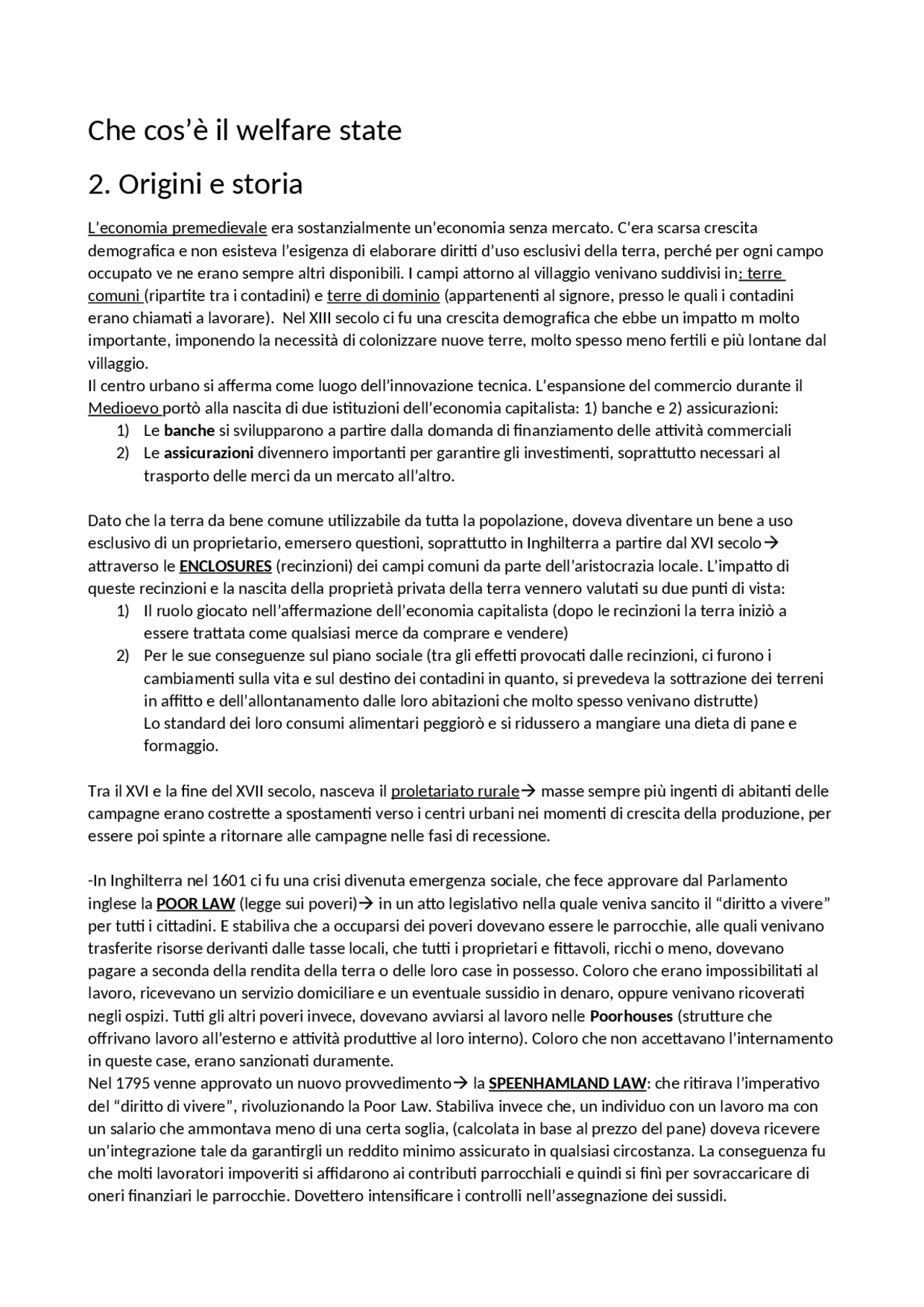 Che Cosè Il Welfare State Docsity