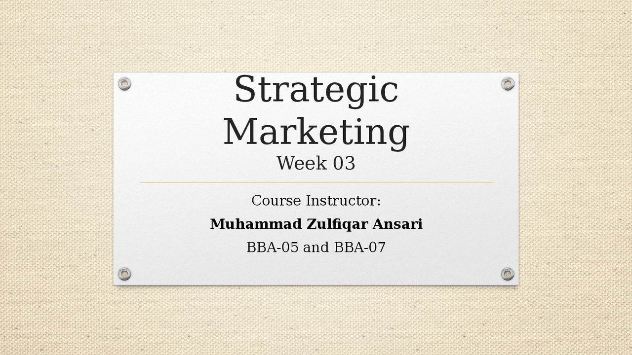 Strategic Marketing Notes Part 3 Docsity