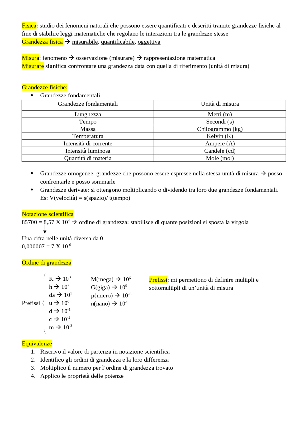 Concetti Base di fisica - Docsity