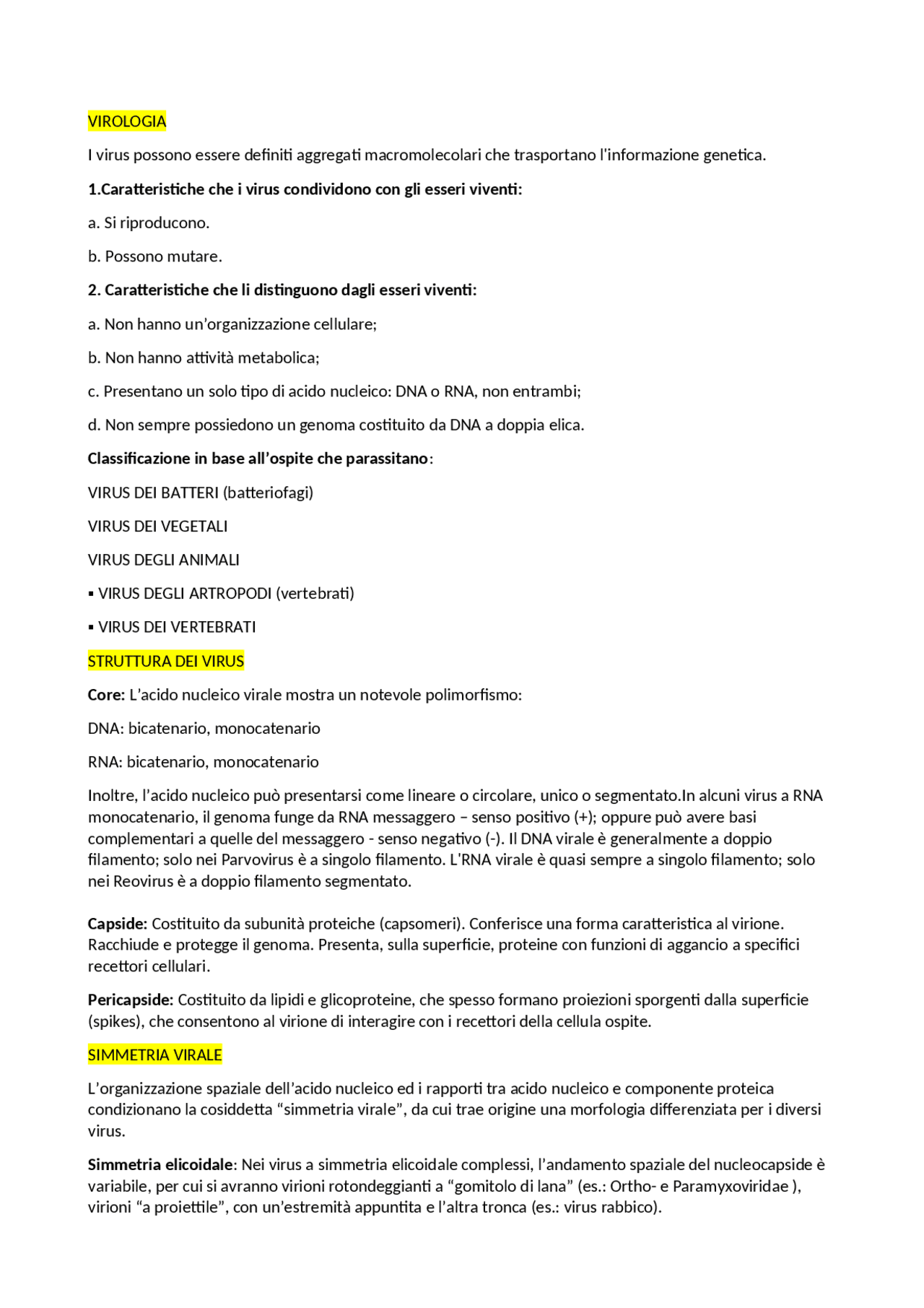 Virologia Microbiologia Docsity