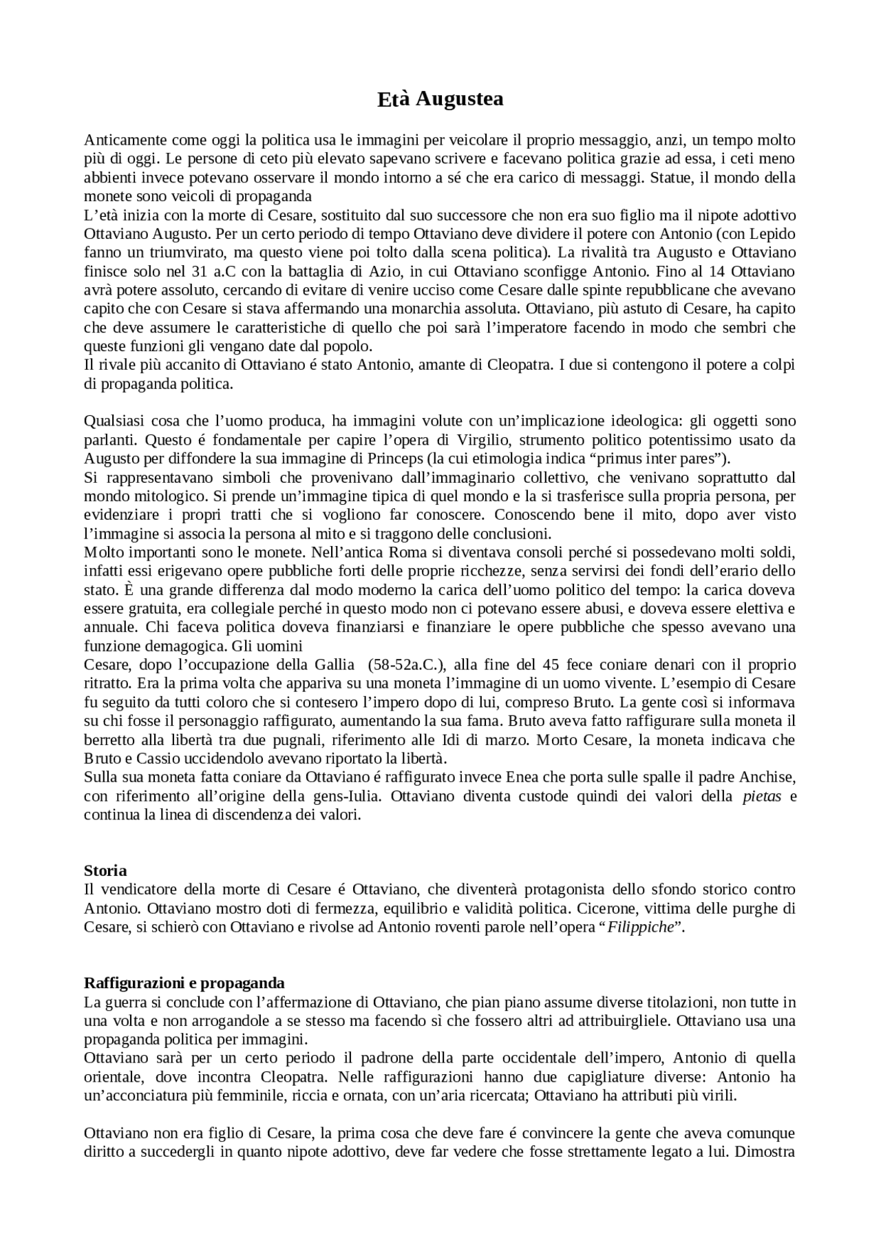 Età Augustea Virgilio Prima Parte Docsity