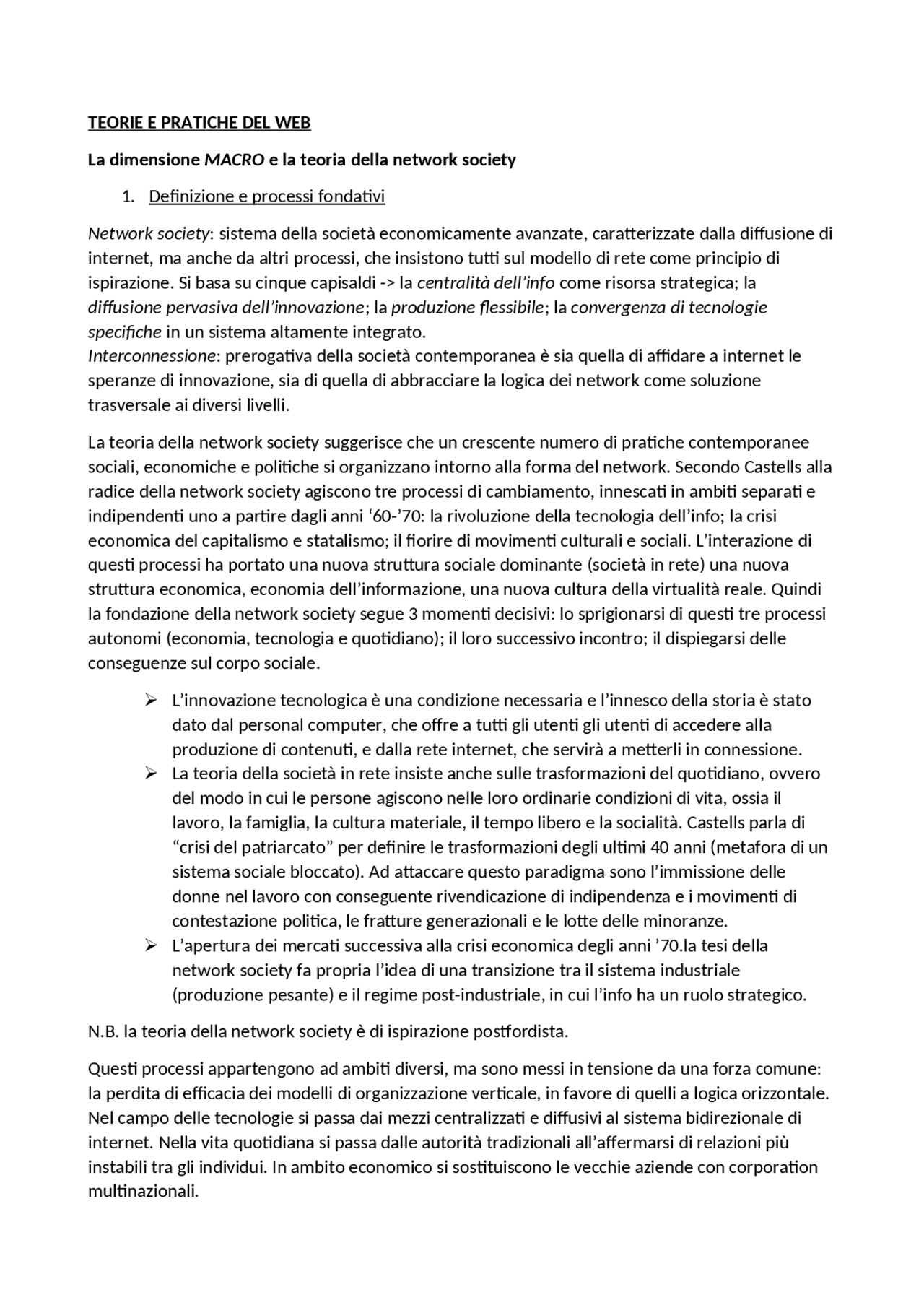Teorie E Pratiche Del Web Docsity