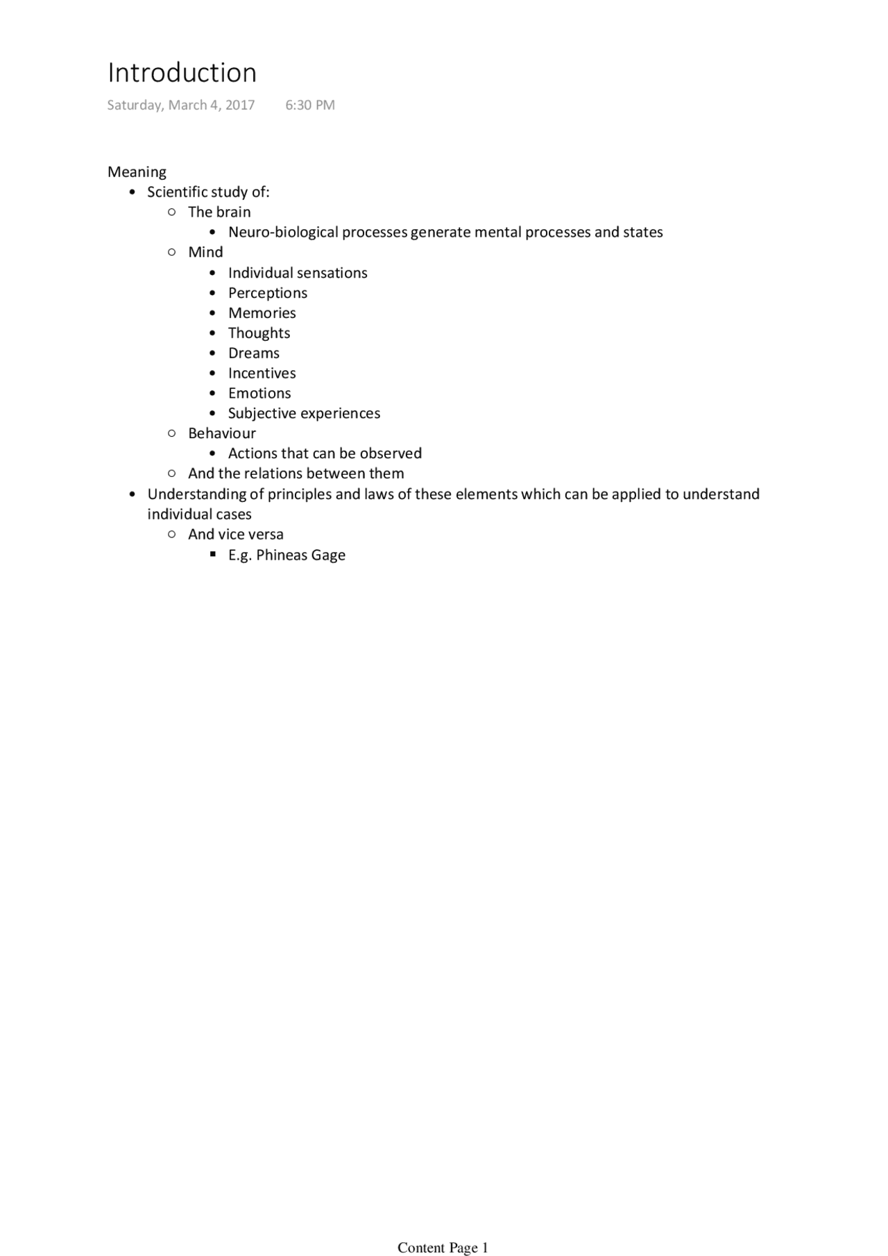 Psyc1001 Detailed Subject Notes Lecture Notes Psychology Docsity
