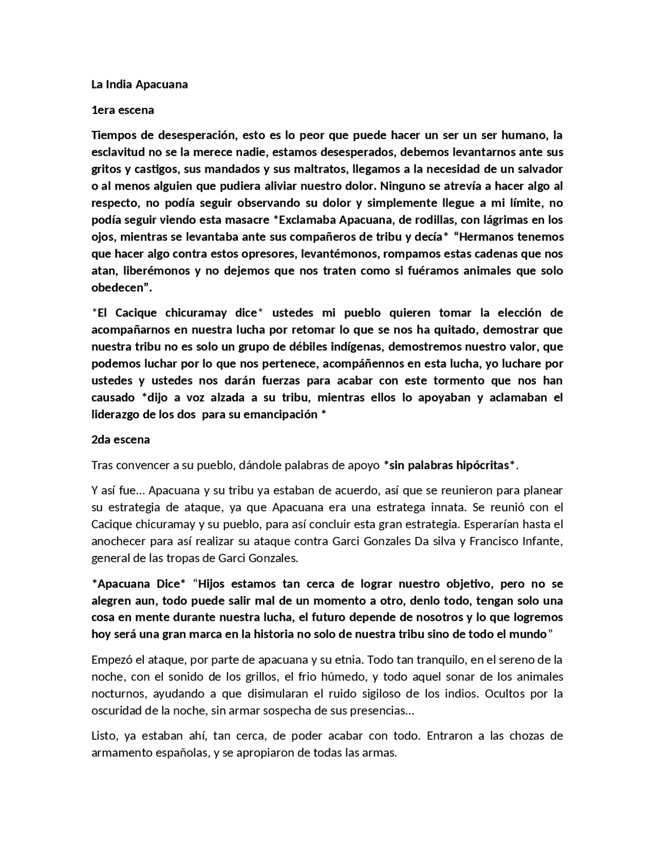 La india apacuana historia - Docsity