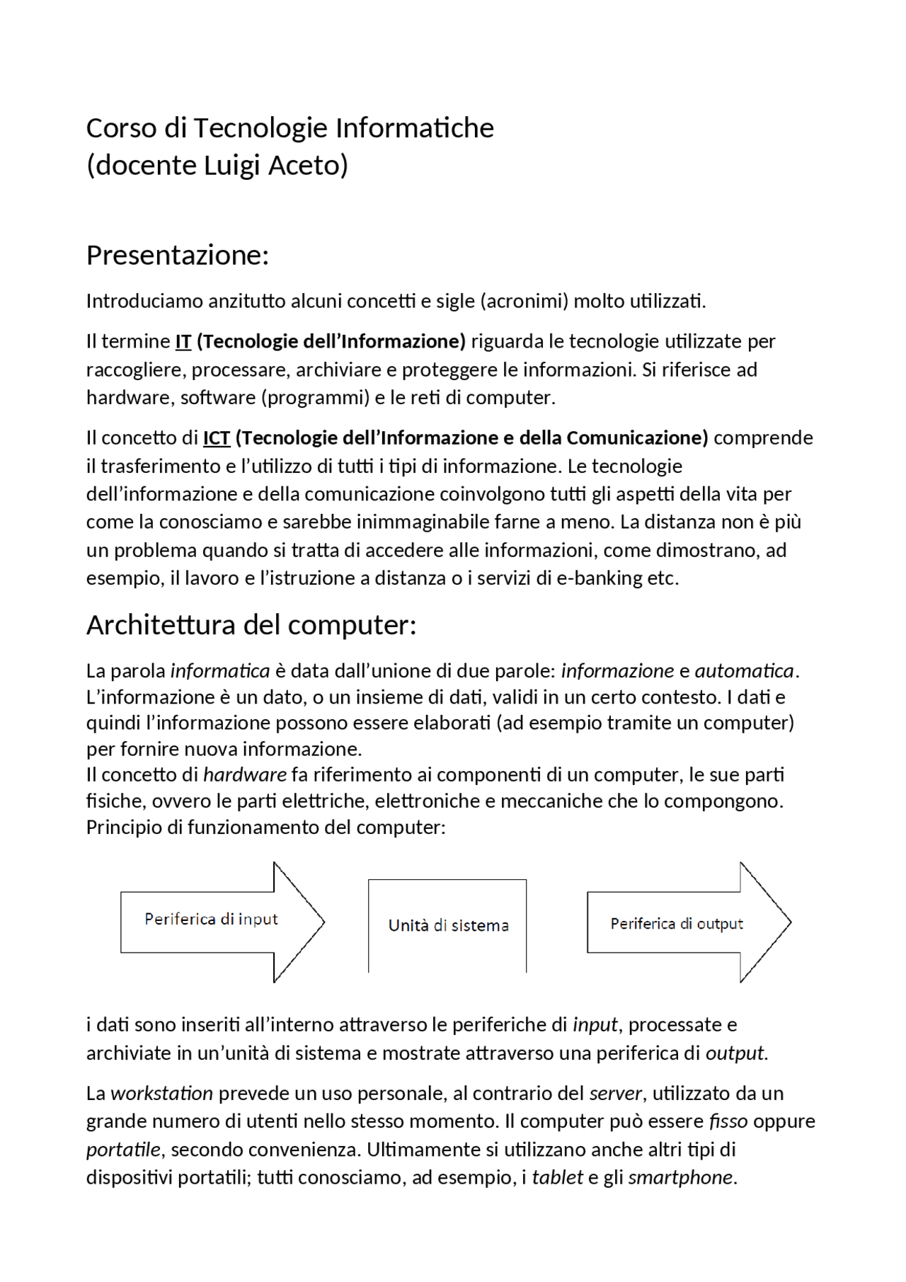 Lezione Tecnologie Informatiche Docsity