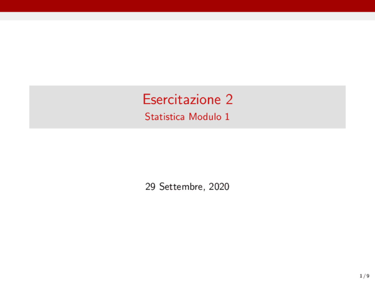 Esercitazione 2 Statistica Docsity