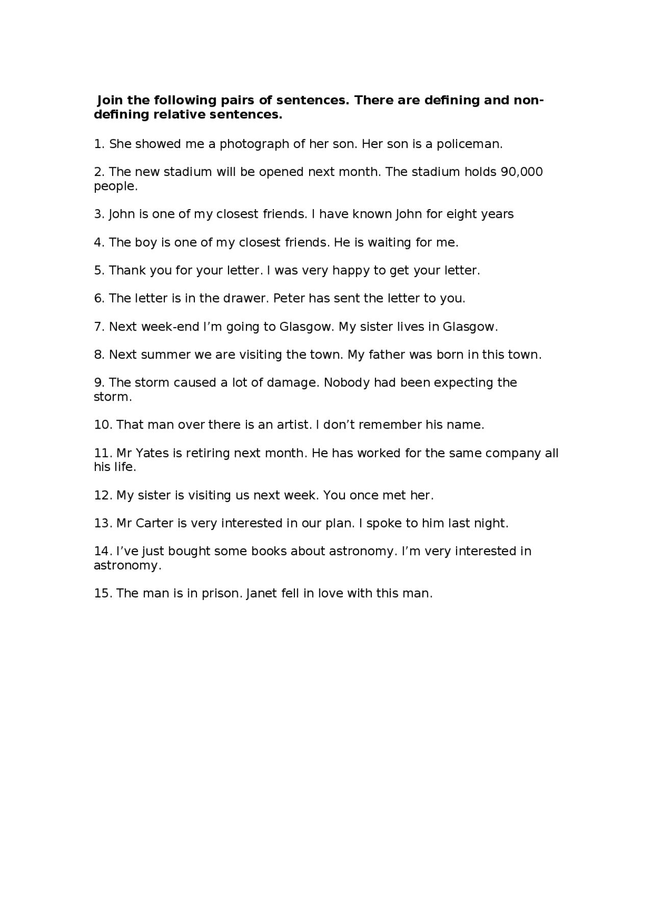 Join these Sentences - Docsity