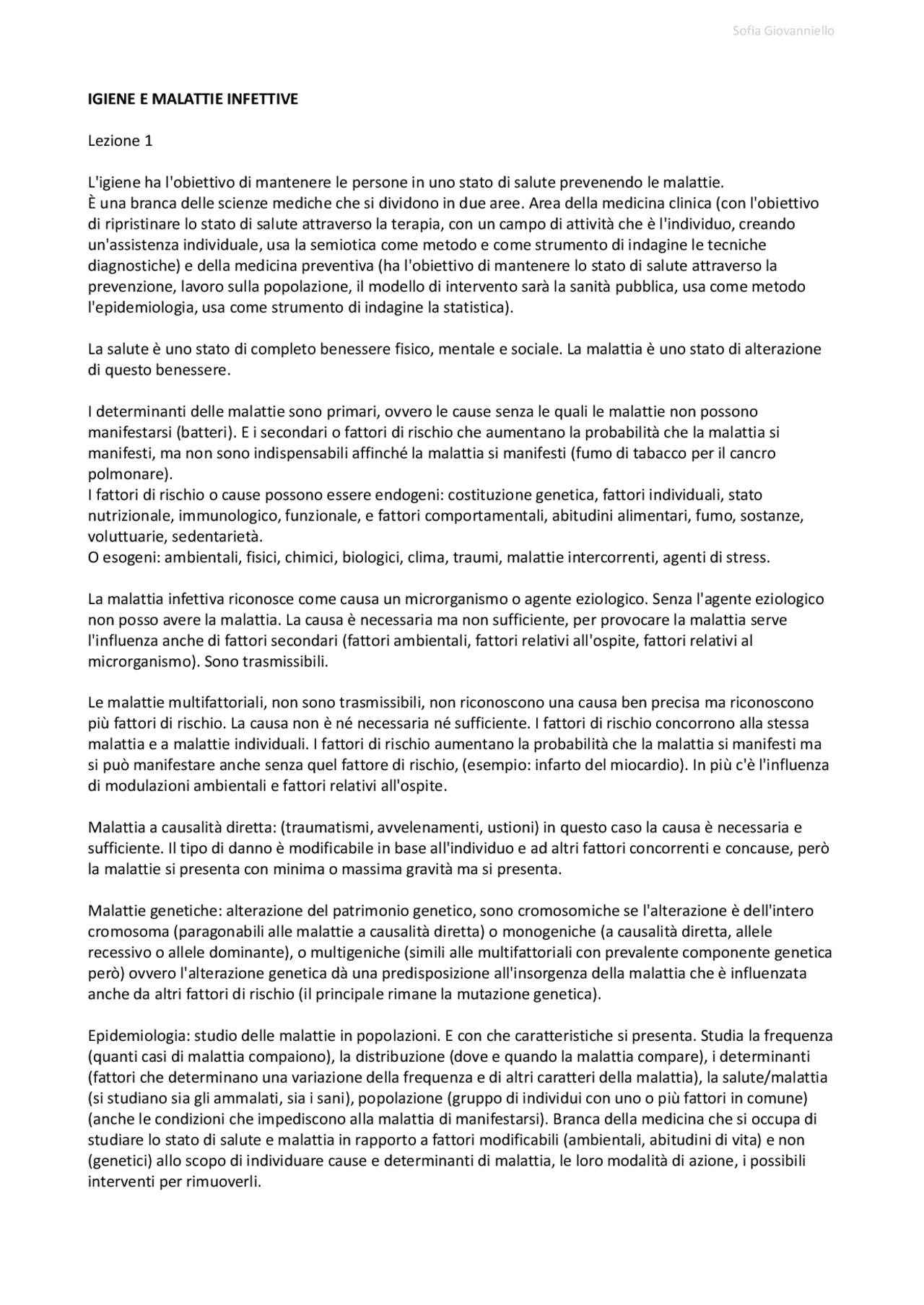 Igiene E Malattie Infettive Docsity