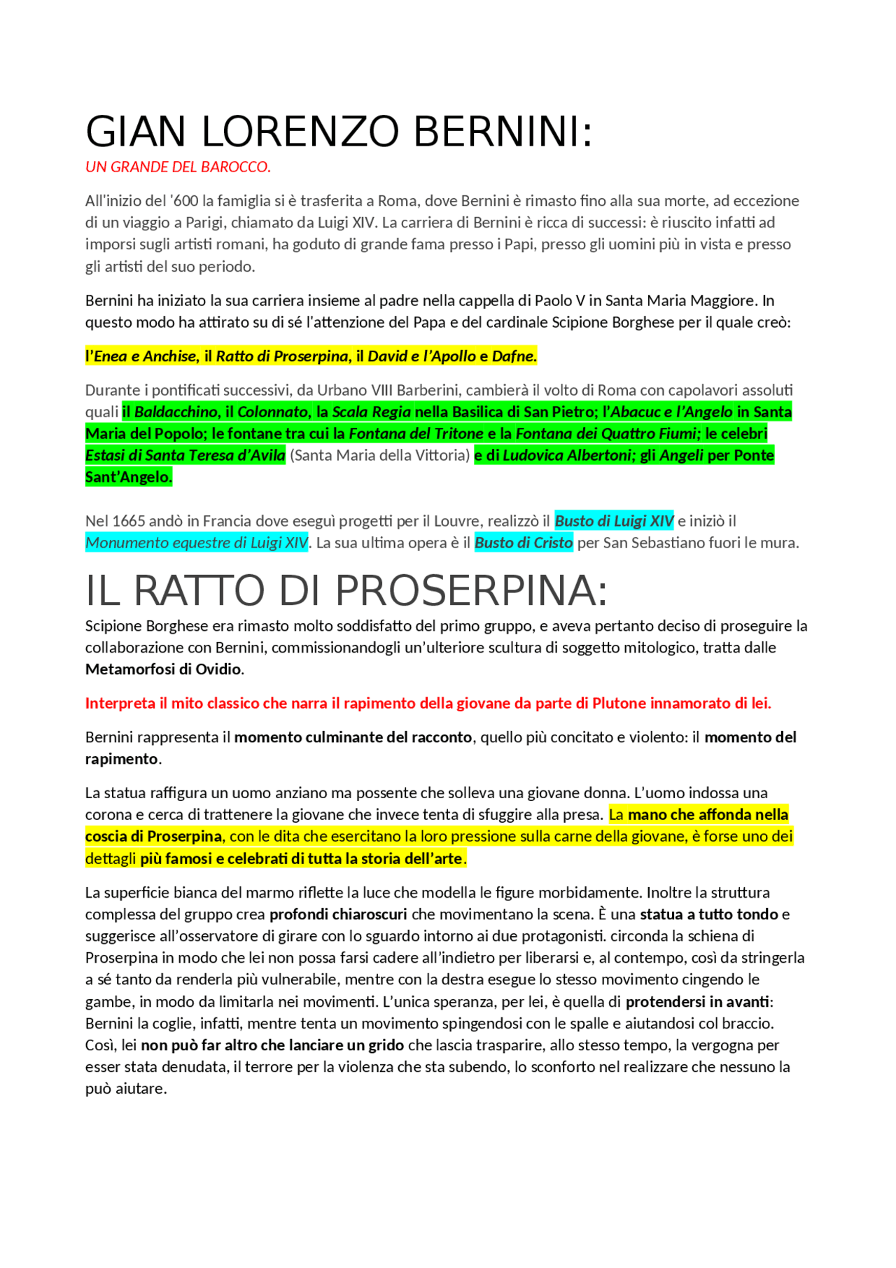 Gian Lorenzo Bernini Docsity