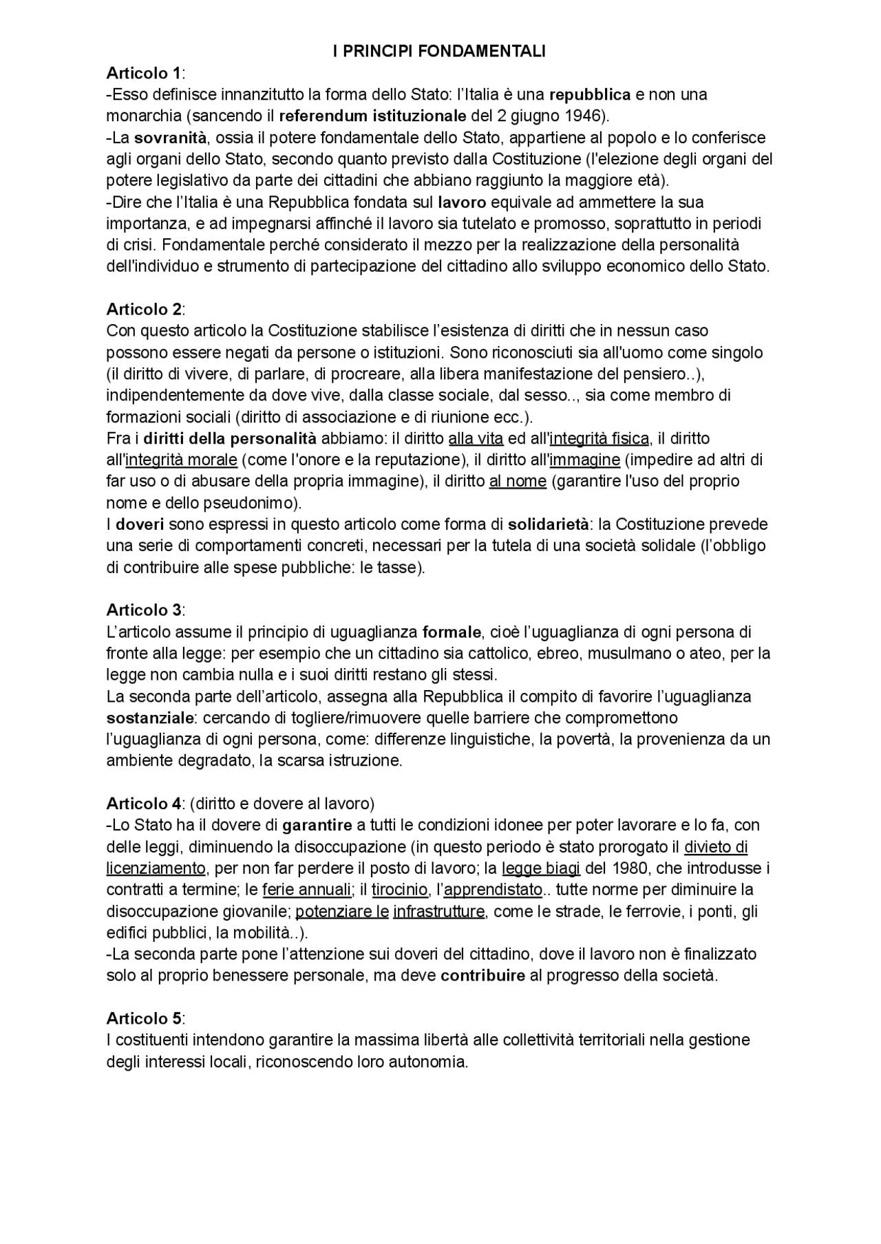 I Principi Fondamentali Docsity
