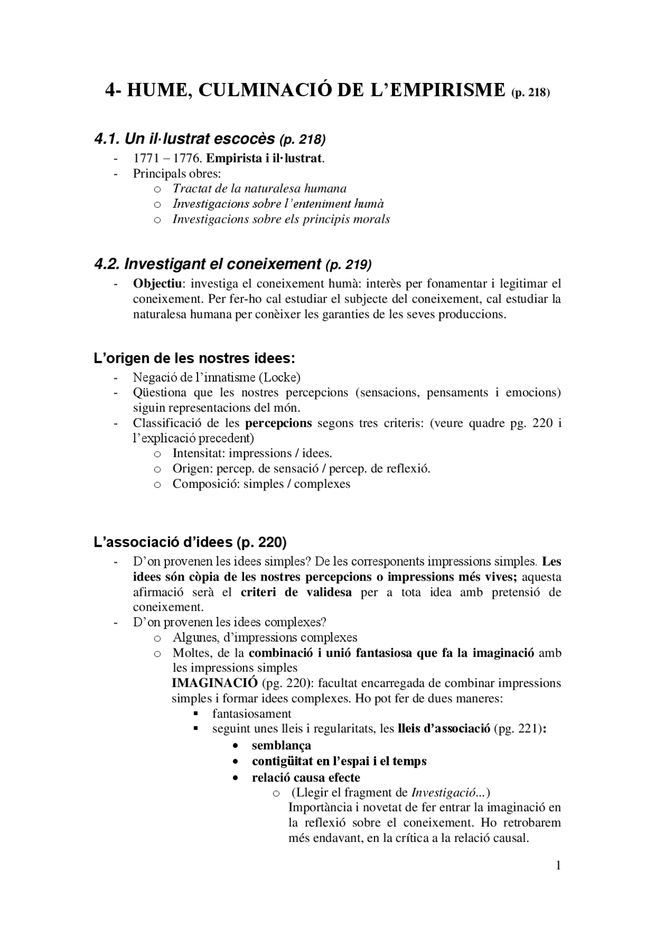 Hume Filosofia Segon De Batx Docsity