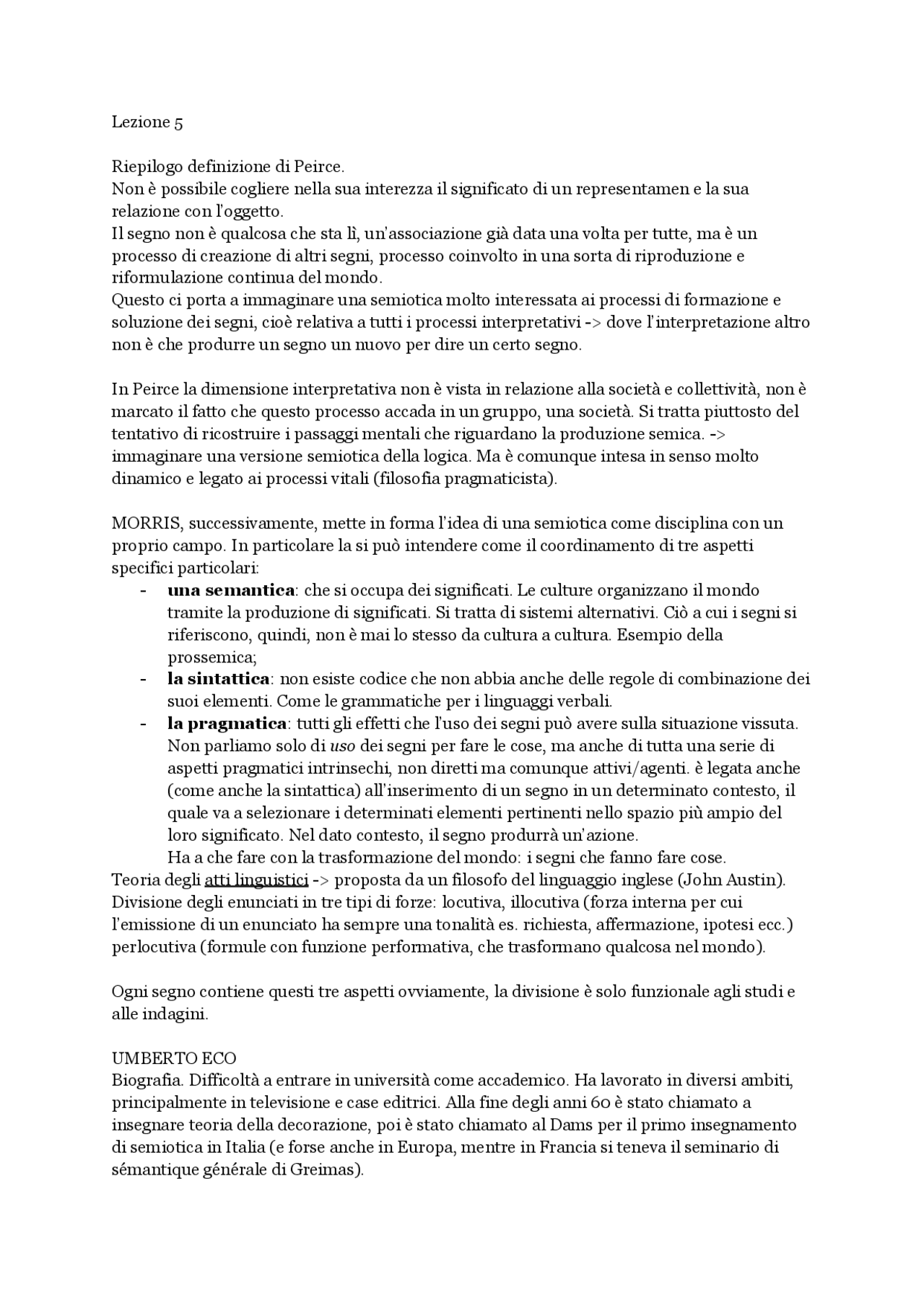 Appunti Corso Semiotica Dams Docsity