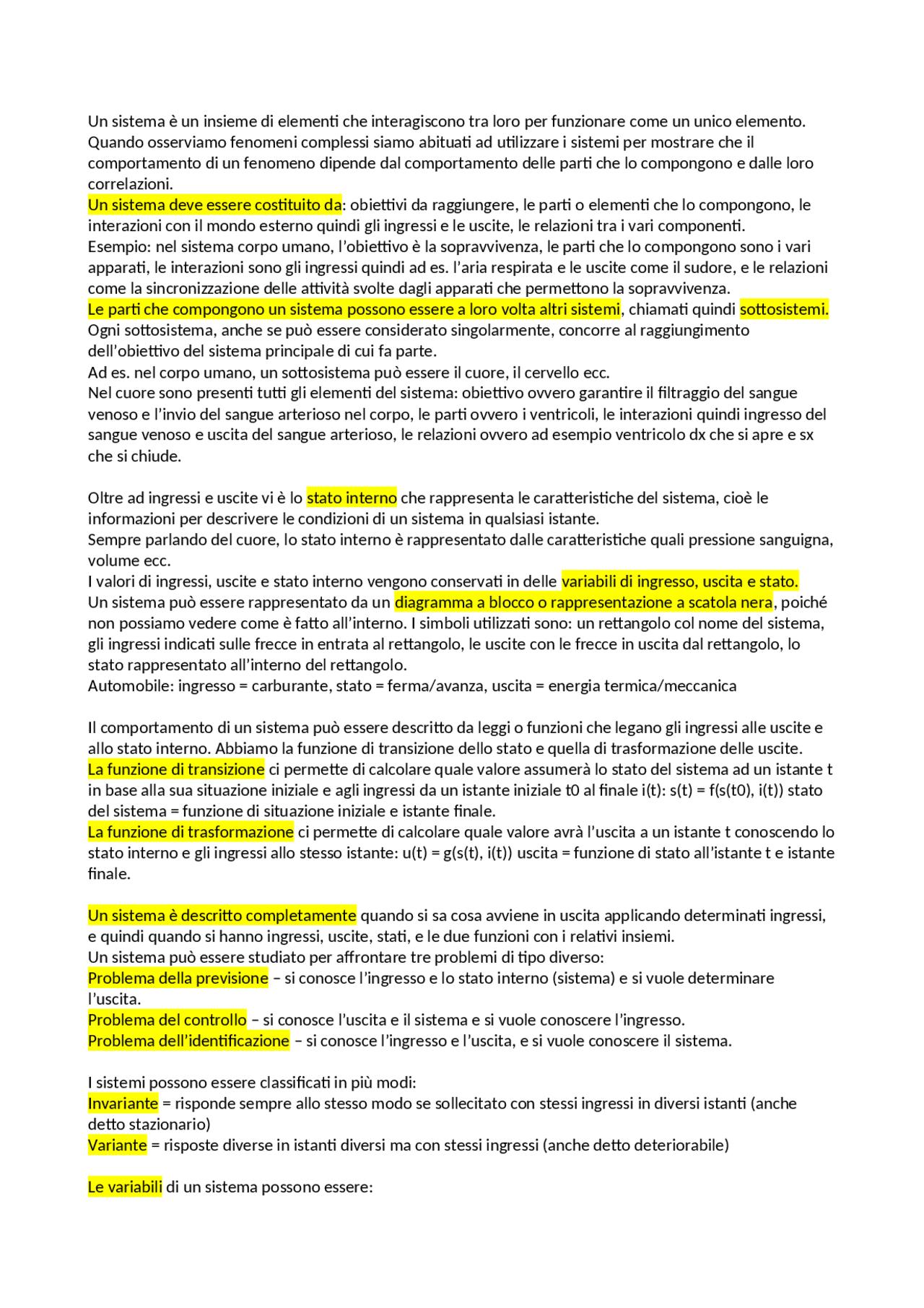 Riassunto Sui Sistemi Docsity