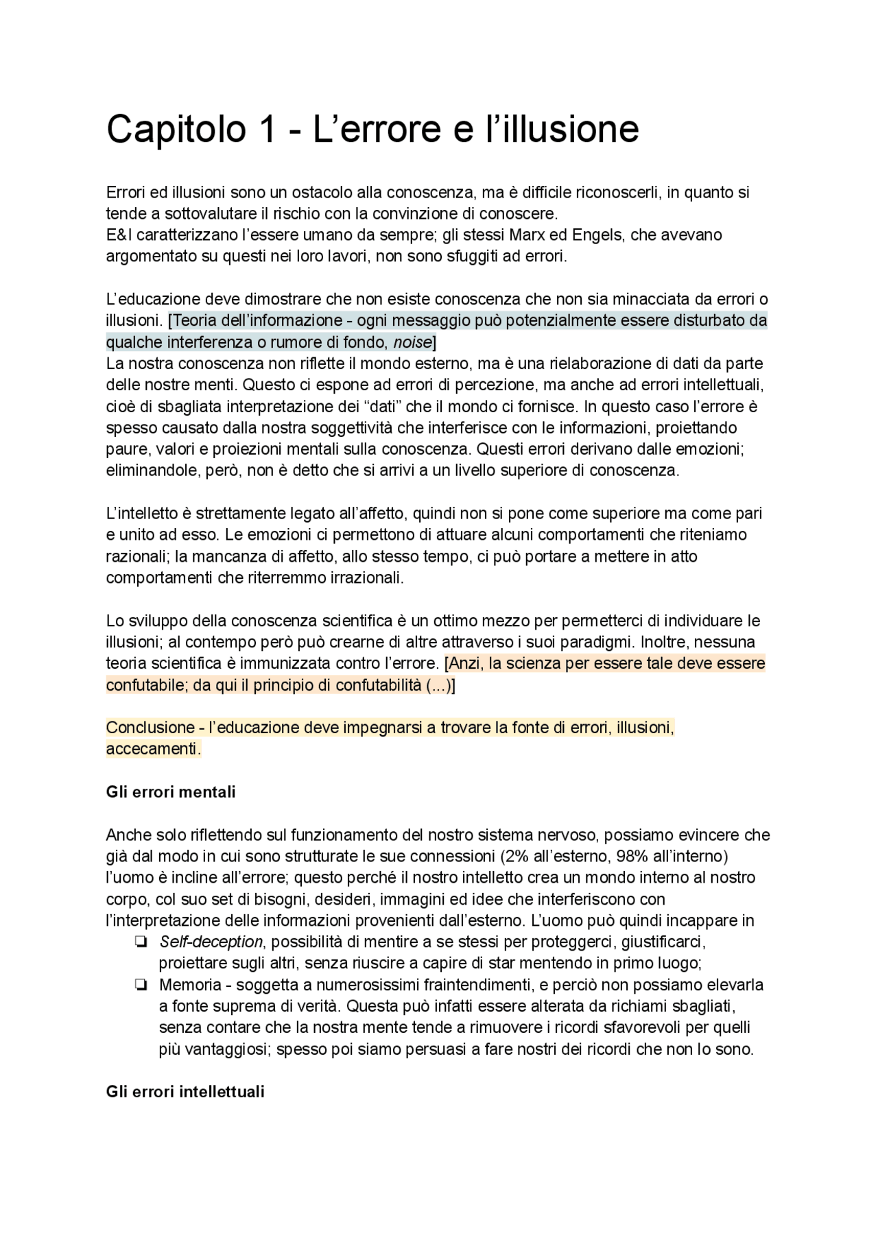 I Sette Saperi Edgar Morin Sintesi Docsity