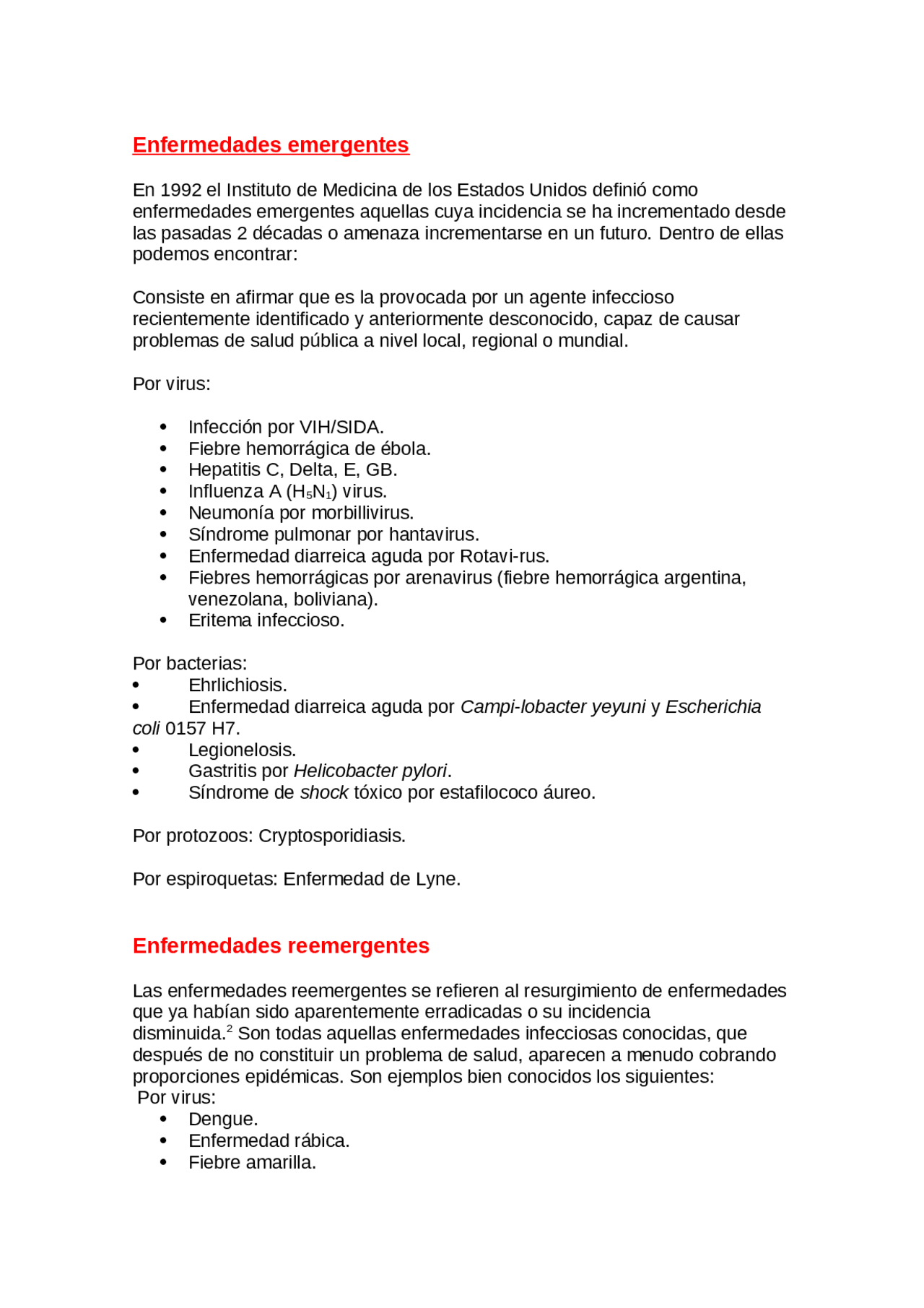 Que es emergente y reemergente - Docsity