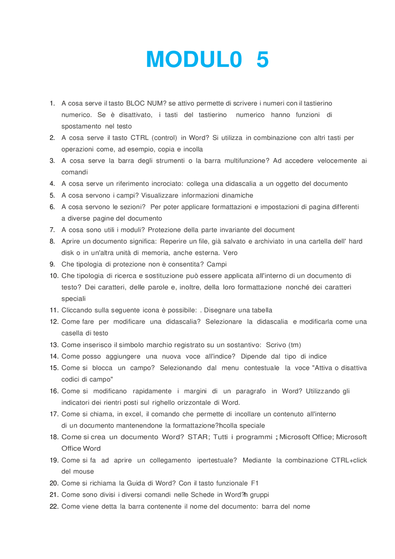 Modulo 5 Esame Eirsaf Full Prove Desame Di Fondamenti Di Informatica