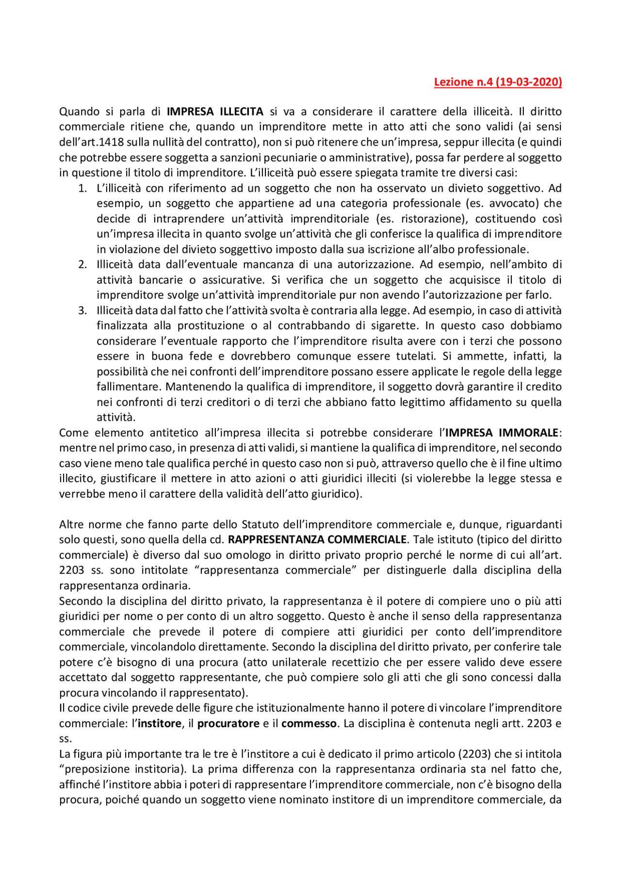 Lezione 4 Diritto Commerciale Docsity