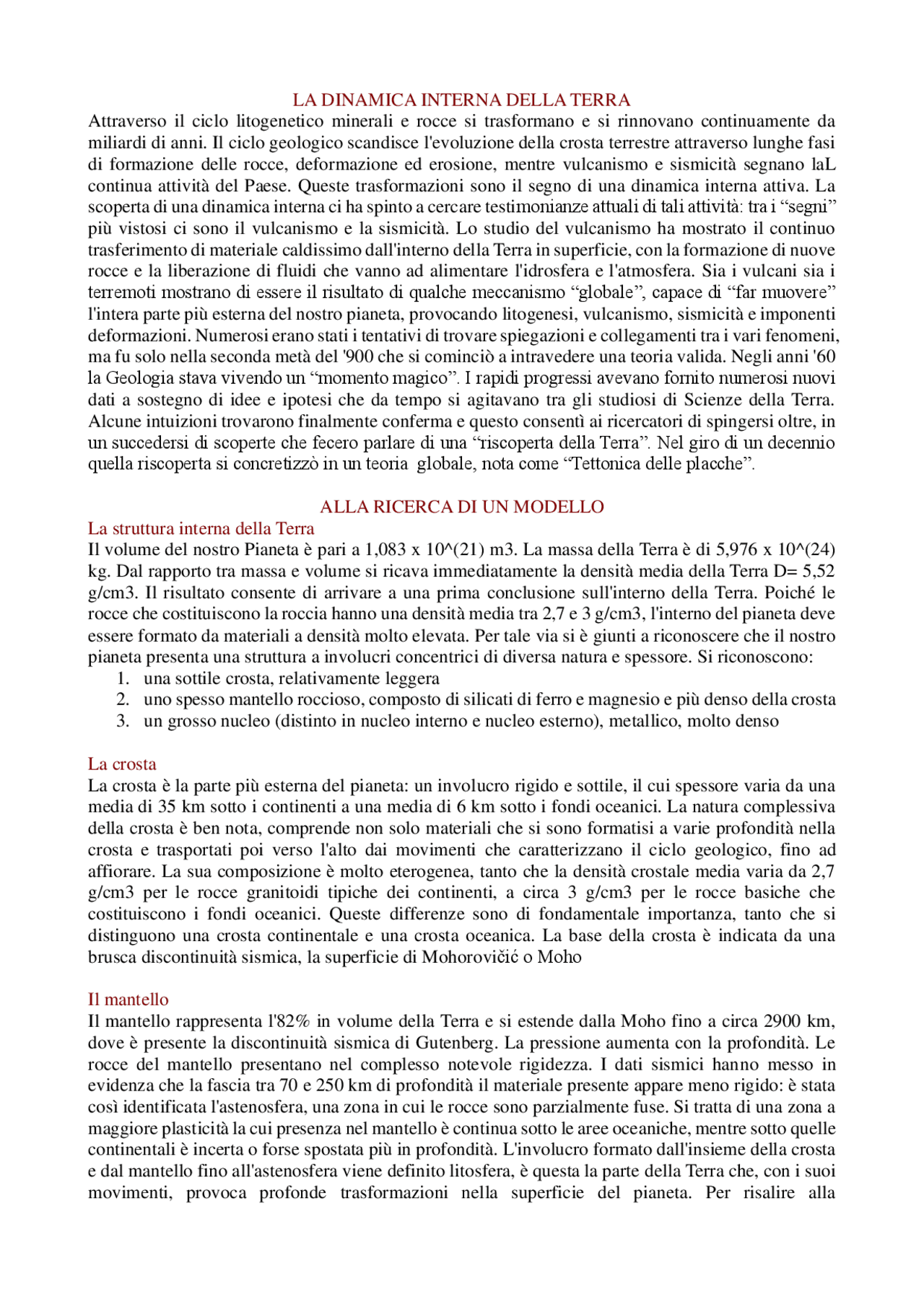 Appunti Scienze Della Terra Docsity