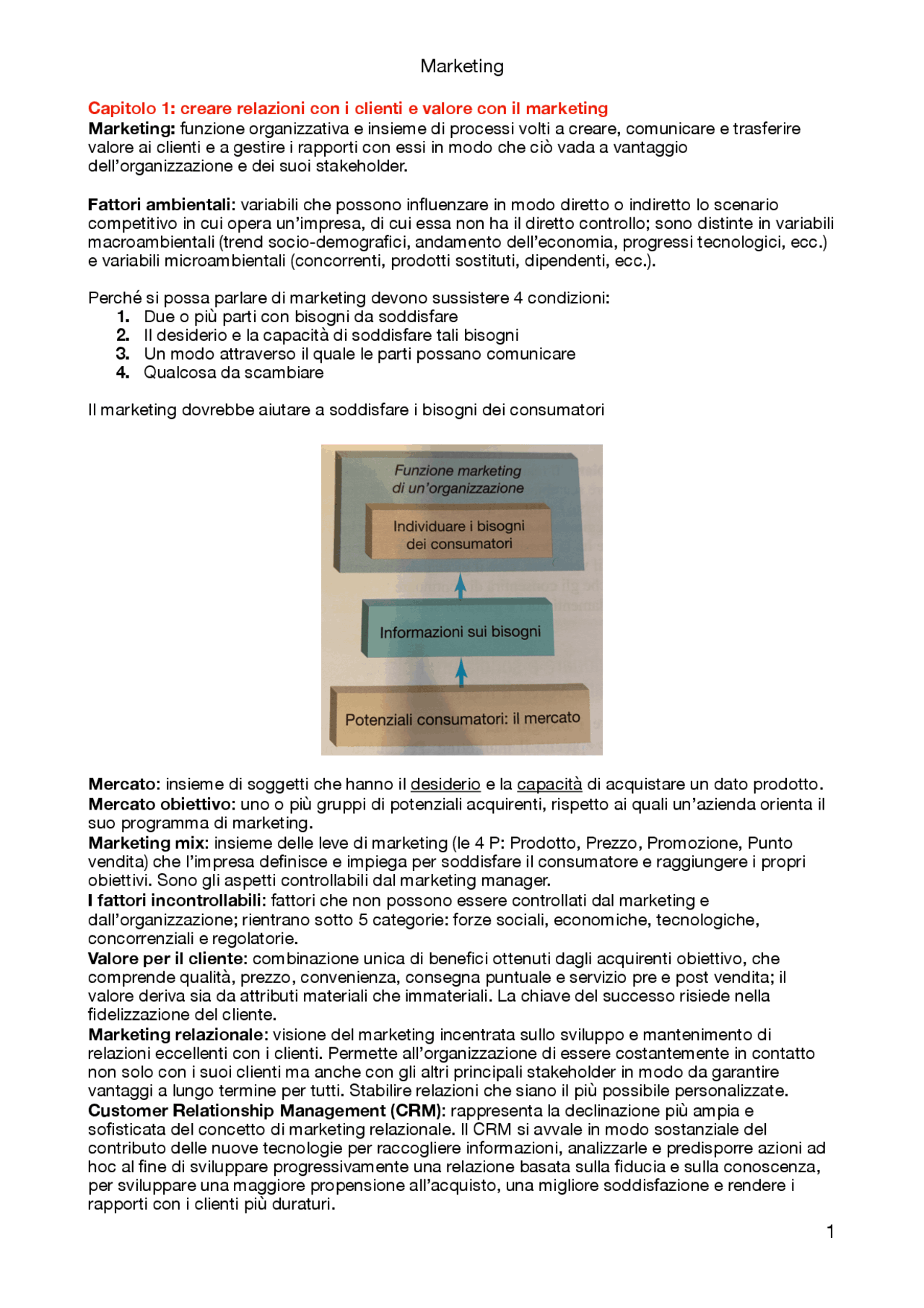 Riassunto Manuale Marketing Docsity