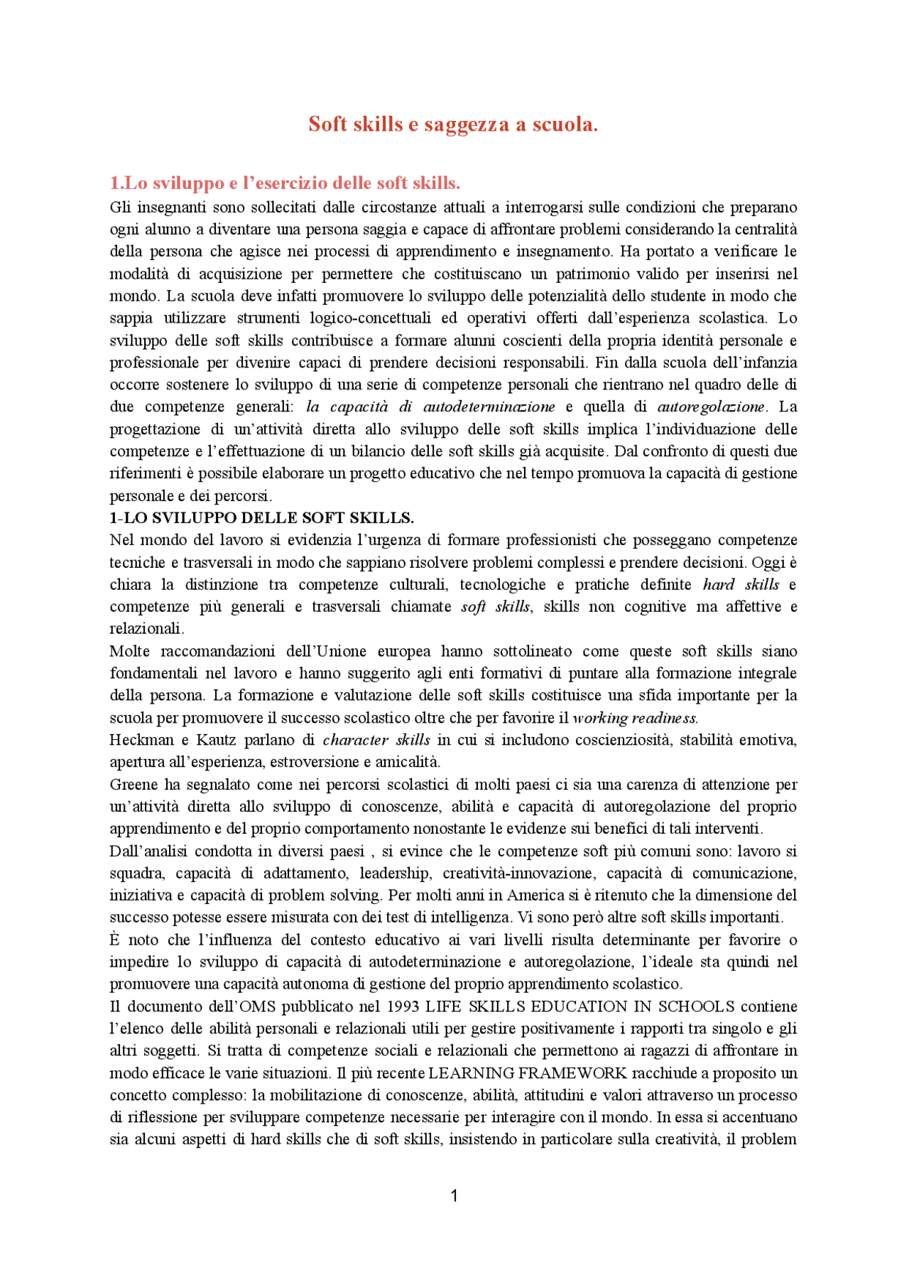 Soft Skills E Saggezza A Scuola La Marca Riassunto Docsity