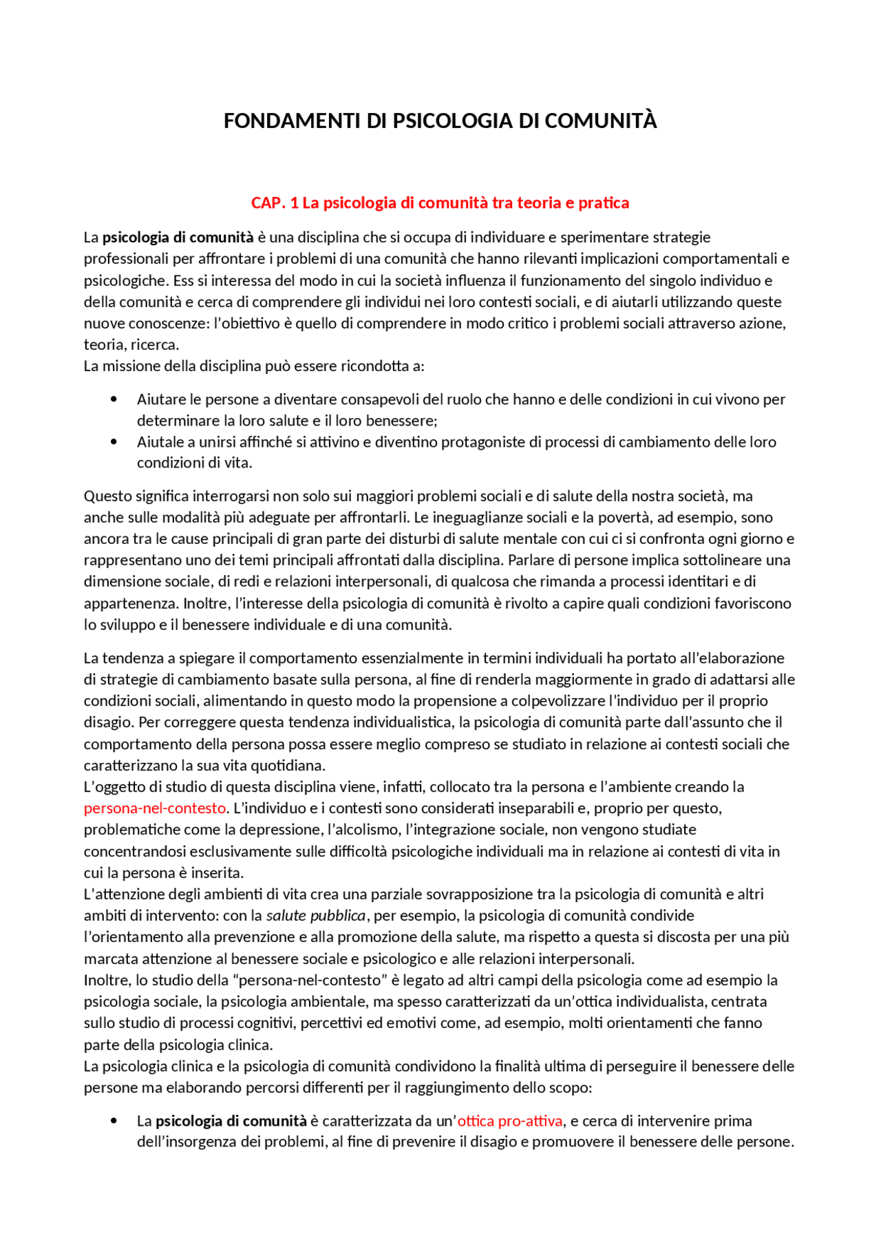 Fondamenti Di Psicologia Di Comunità Docsity