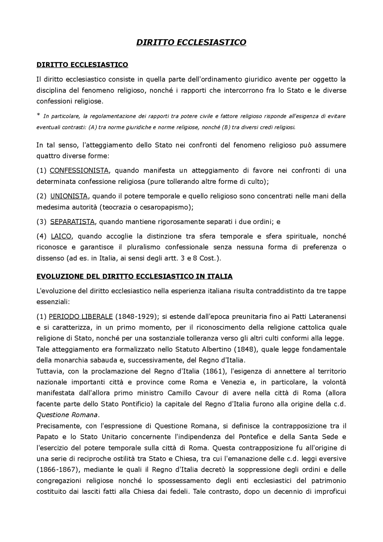 Compendio Di Diritto Ecclesiastico 2022 Sintesi Del Corso Di