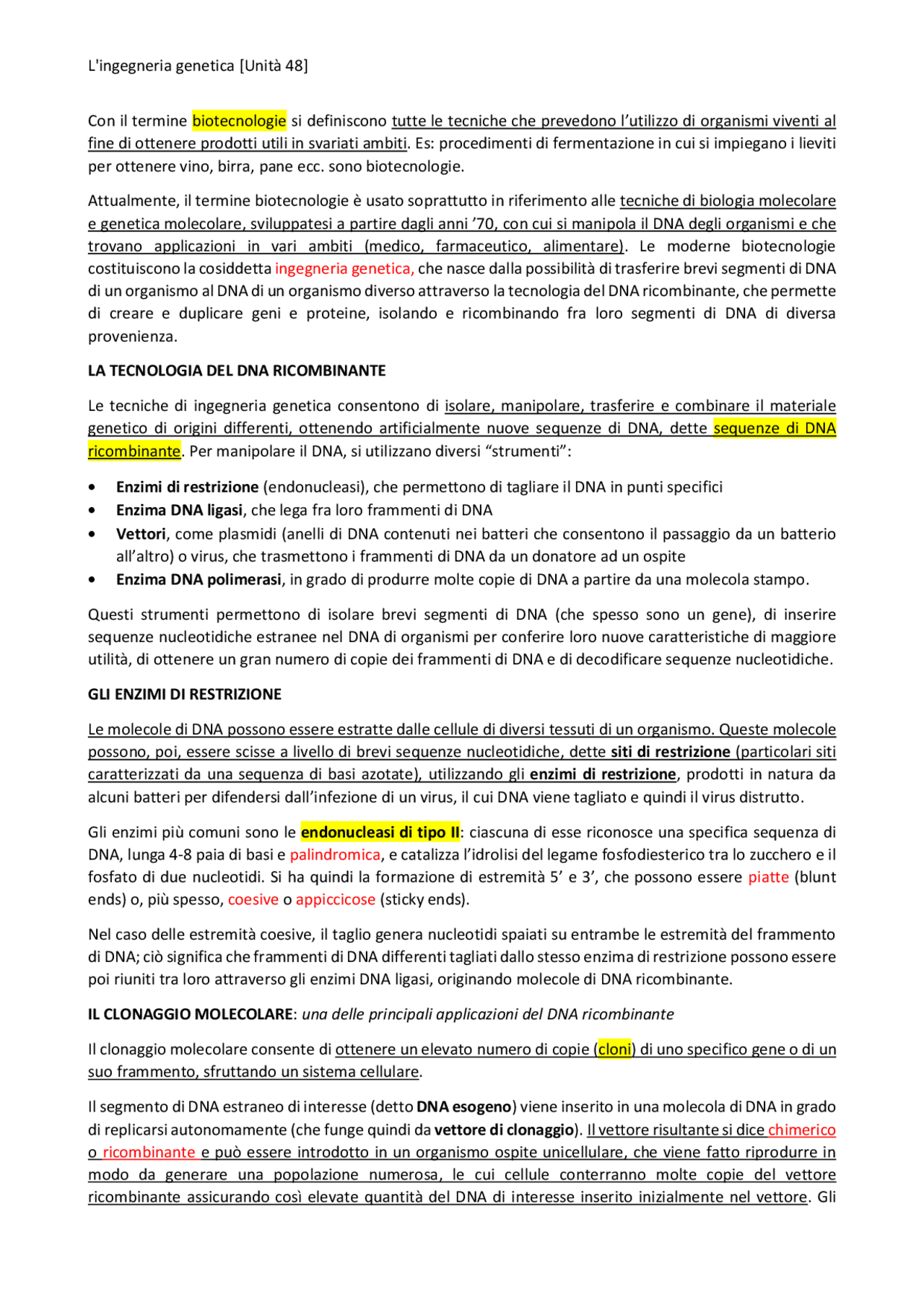 Lingegneria Genetica Docsity