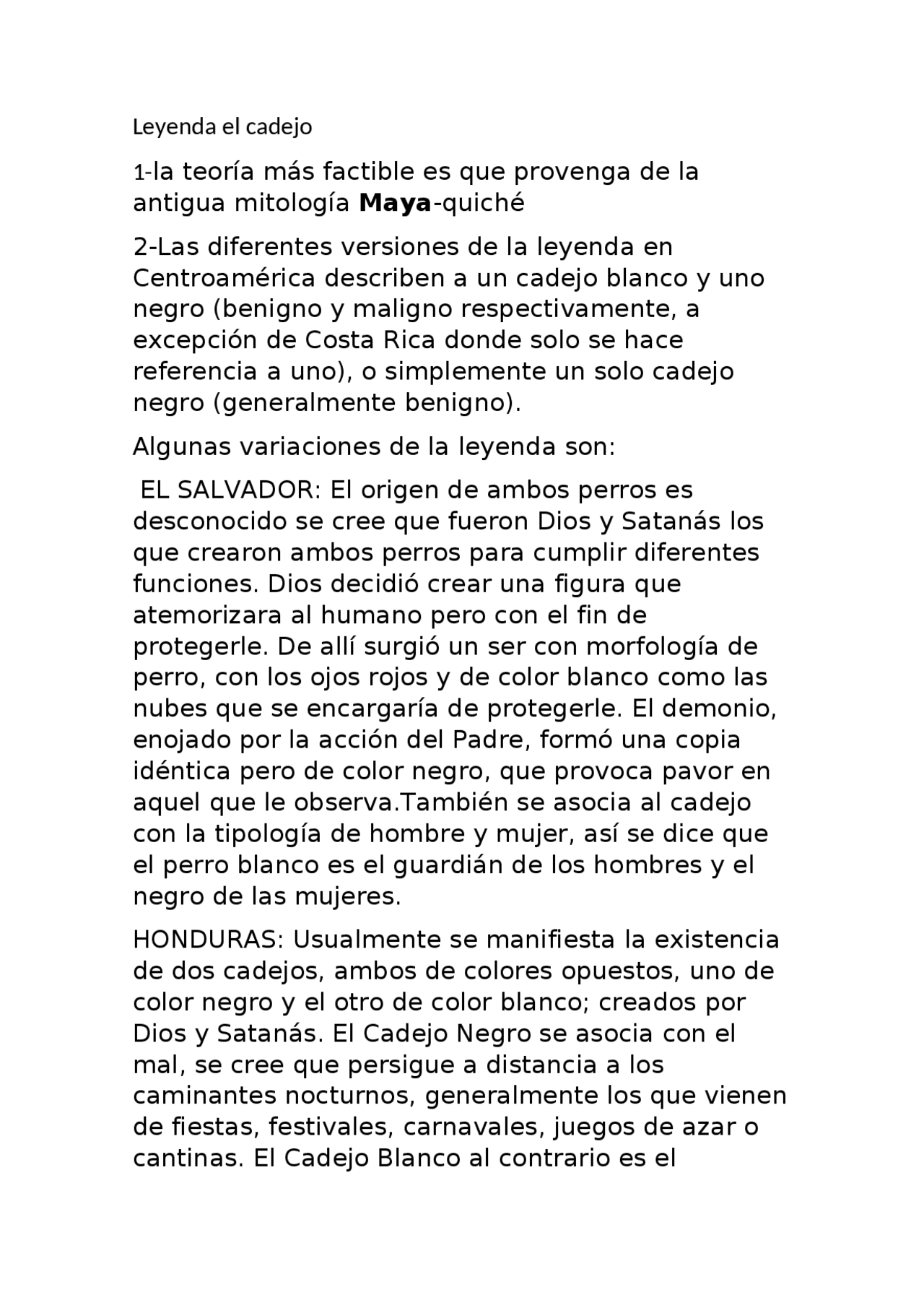 Legend Cadejo ingles - Docsity