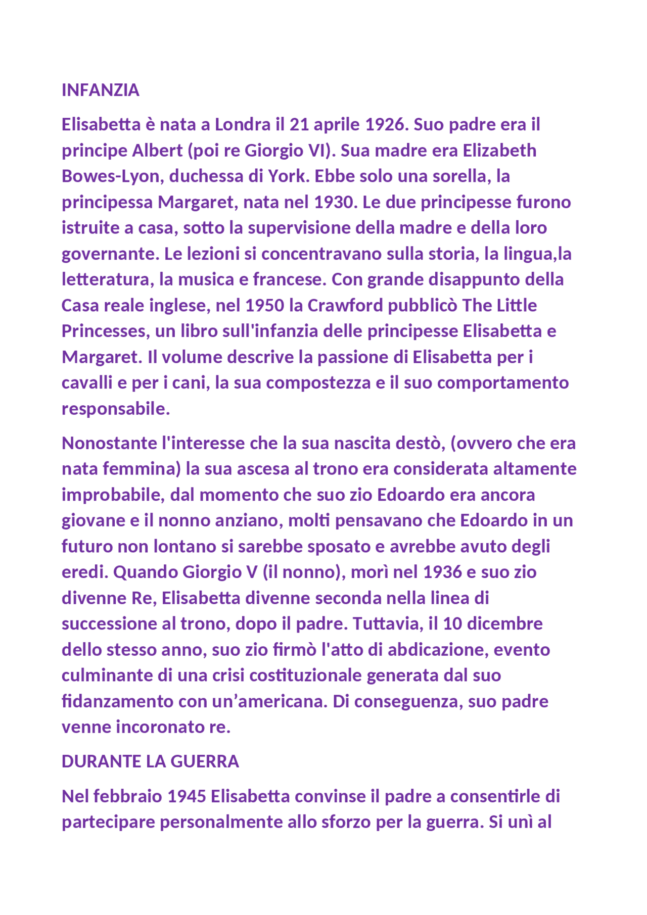 Vita Di Elisabetta 2 Docsity