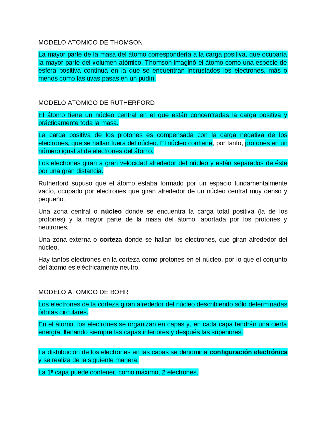 Consulta De Los Modelos Atomicos Resúmenes De Química Docsity