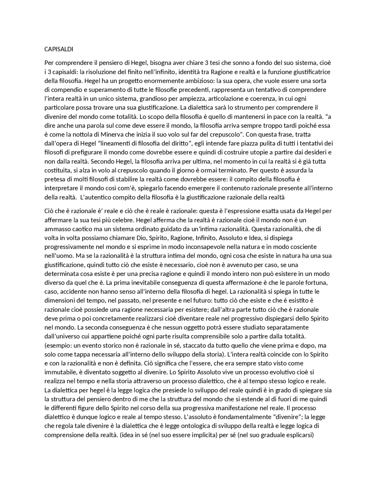 Capisaldi Della Filosofia Di Hegel Docsity
