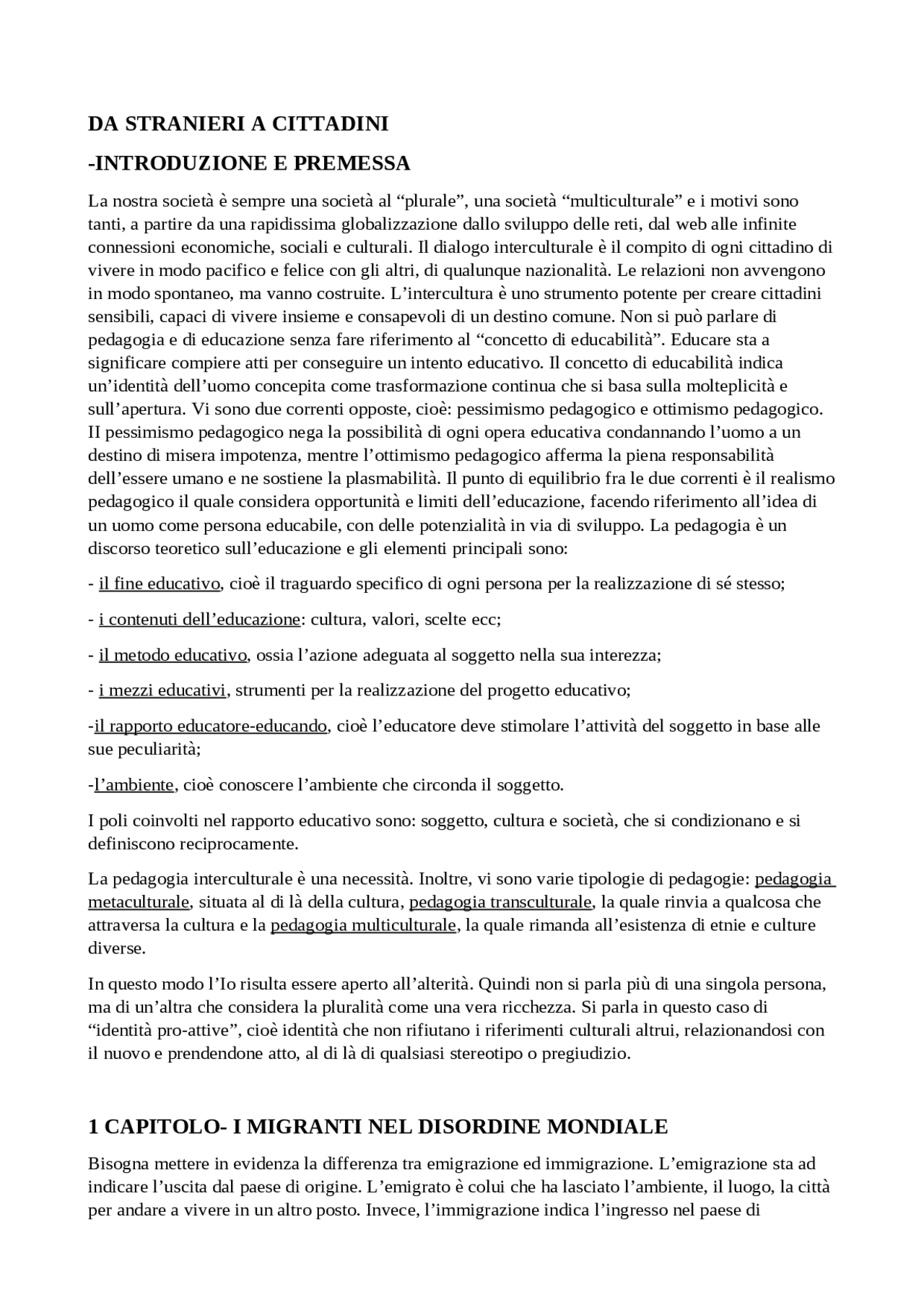 Da Stranieri A Cittadini Docsity