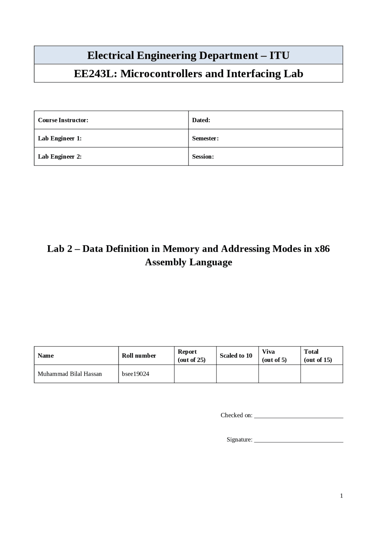 Microcontrollers And Interfacing Lab Work Docsity