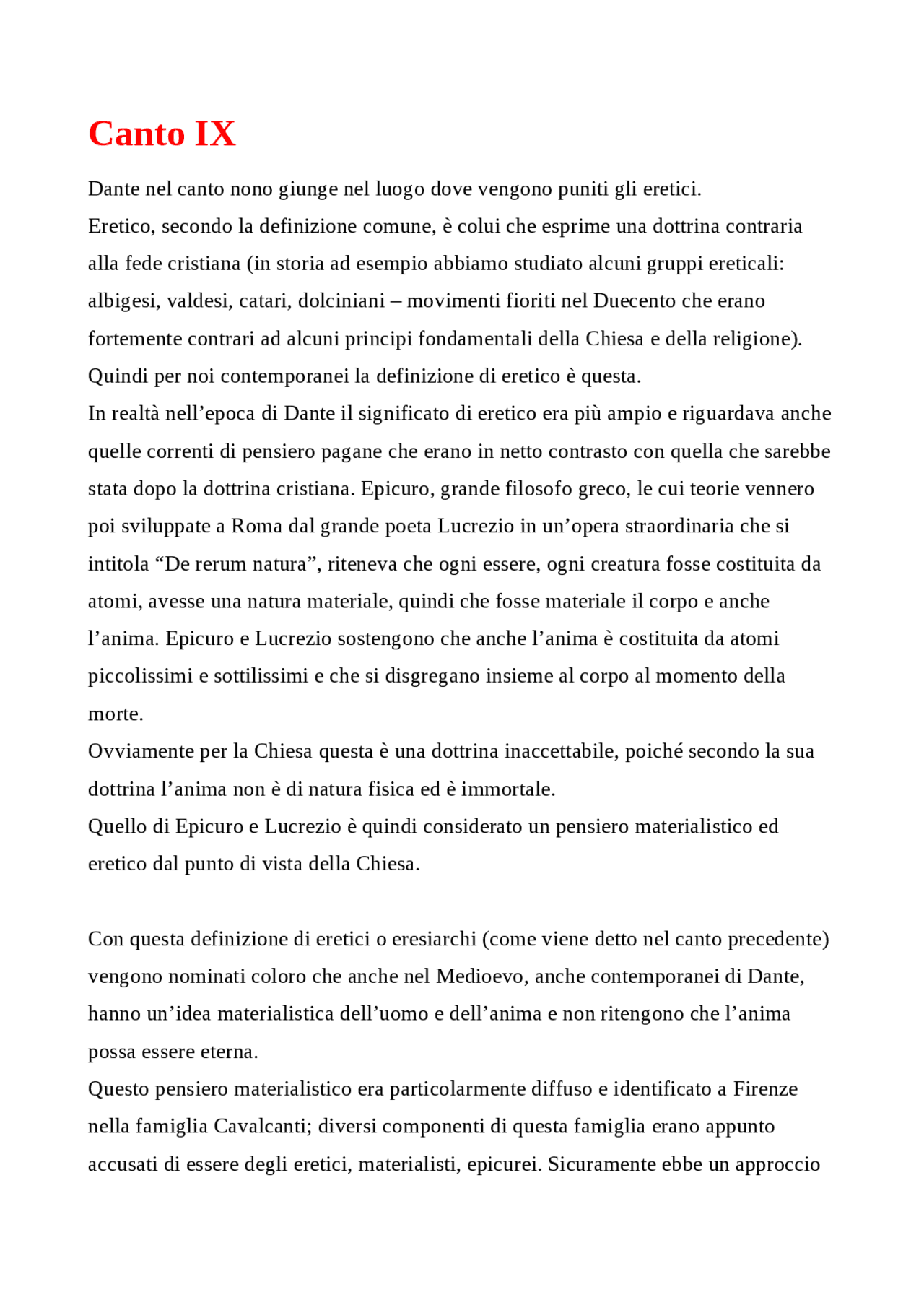 IX CANTO INFERNO Analisi dettagliata | Dispense di Italiano | Docsity
