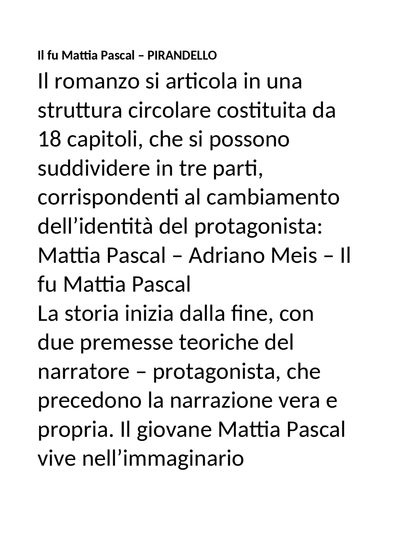 Analisi Il Fu Mattia Pascal Pirandello Docsity