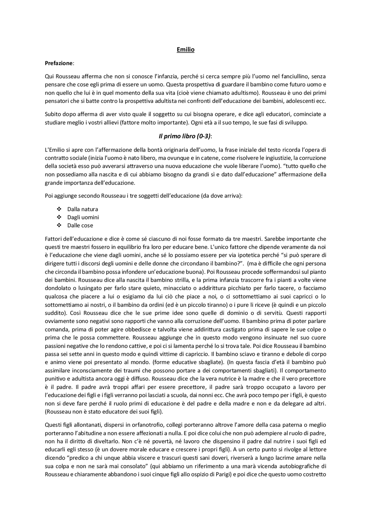 Appunti Presi A Lezione Del Libro Emilio Docsity